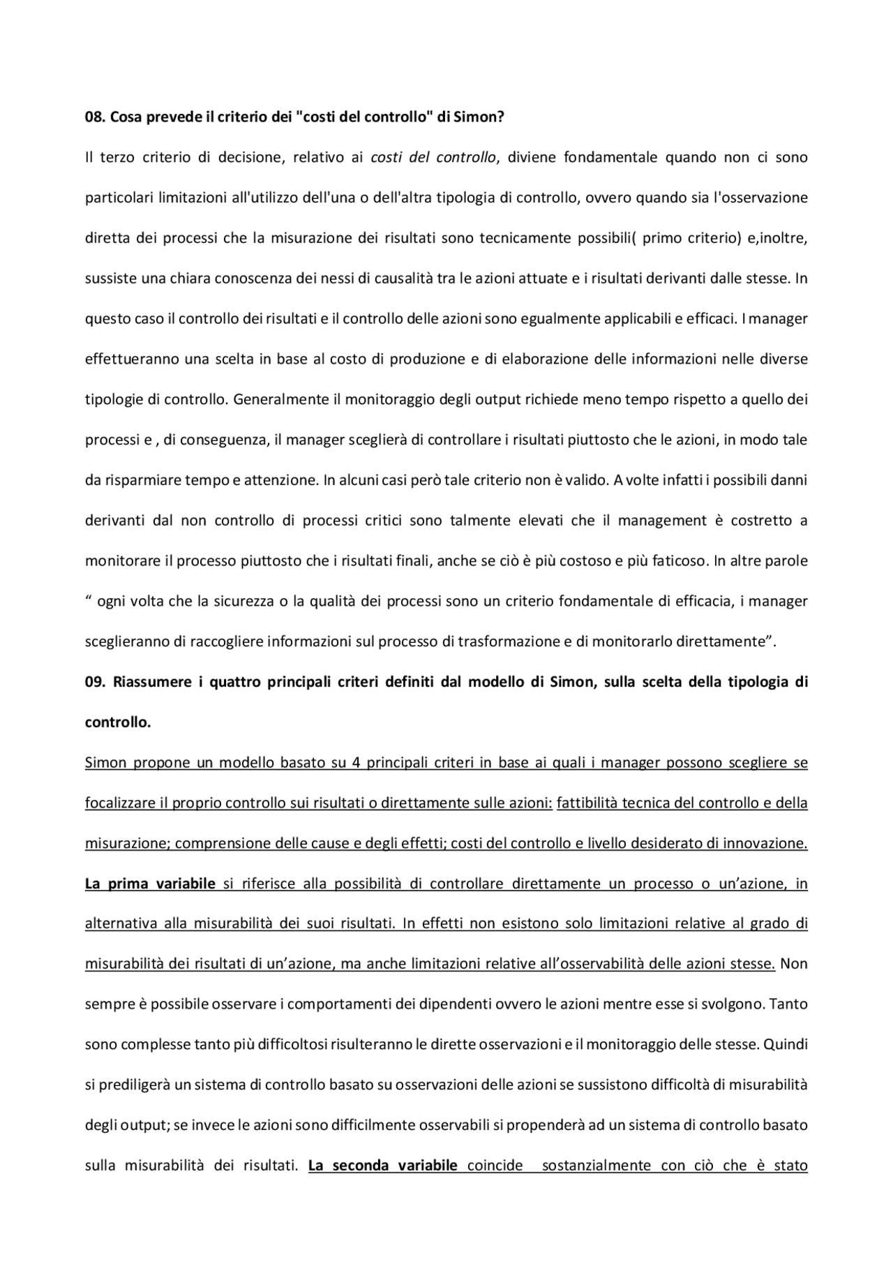 Domande Aperte Programmazione E Controllo Parte 1 Di 5 Docsity