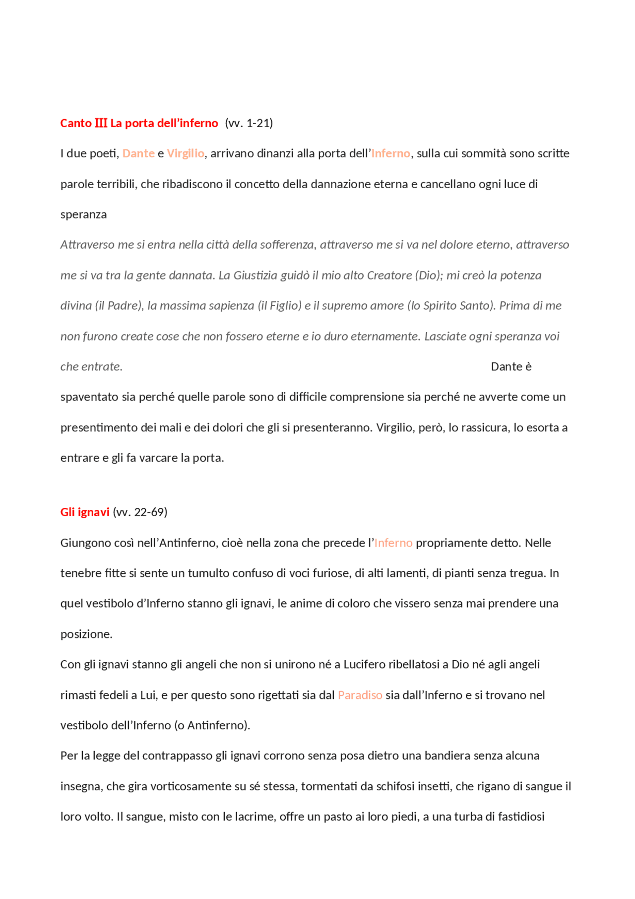 Iii Canto Dellinferno Divina Commedia Docsity