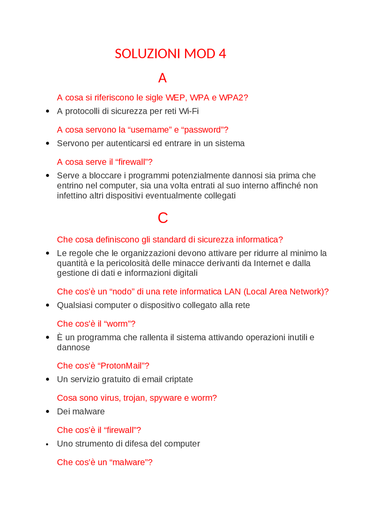 Eipass 7 Moduli Soluzioni Modulo 4 Docsity