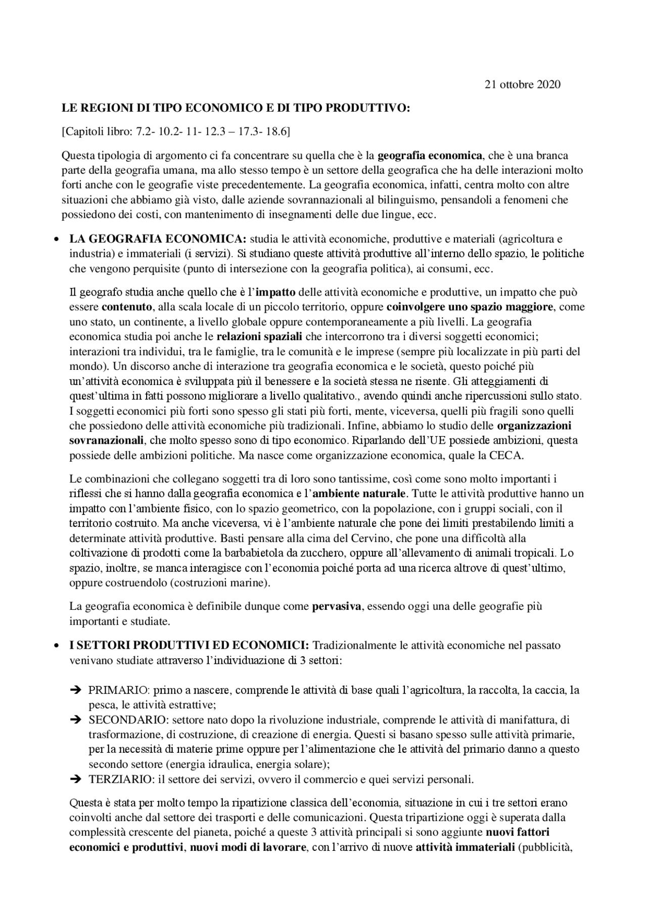 Geografia Urbana e Regionale, Secondo Modulo - Docsity
