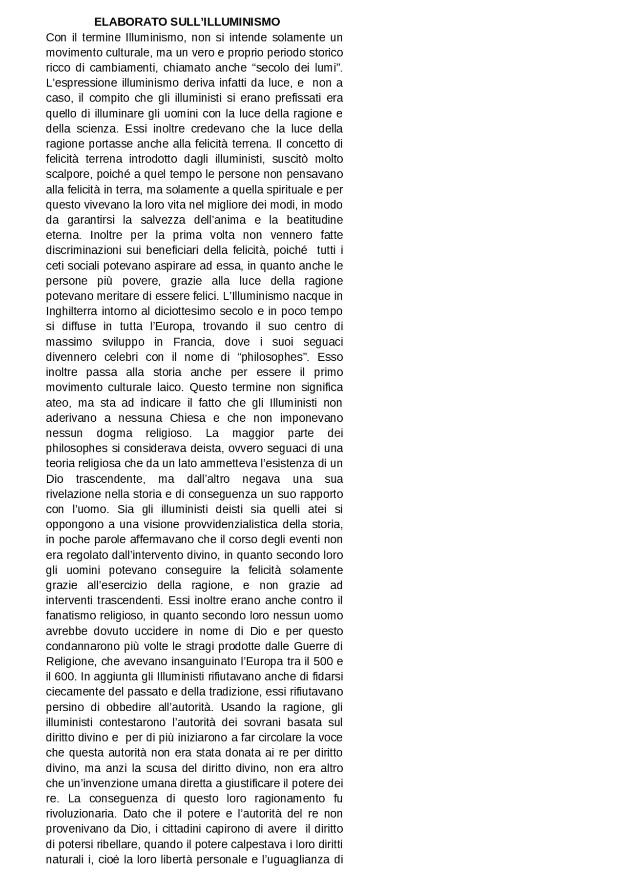 Elaborato Sullilluminismo Docsity