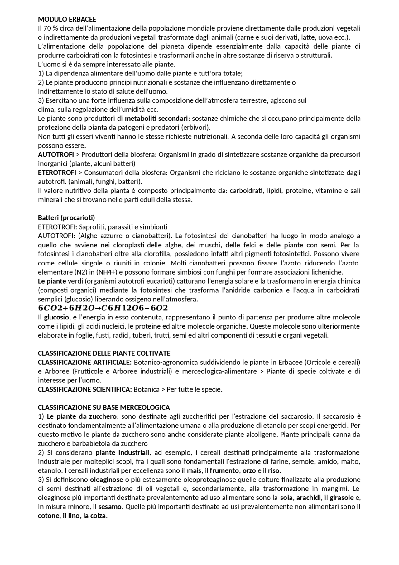 Erbacee E Classificazione Delle Piante Docsity