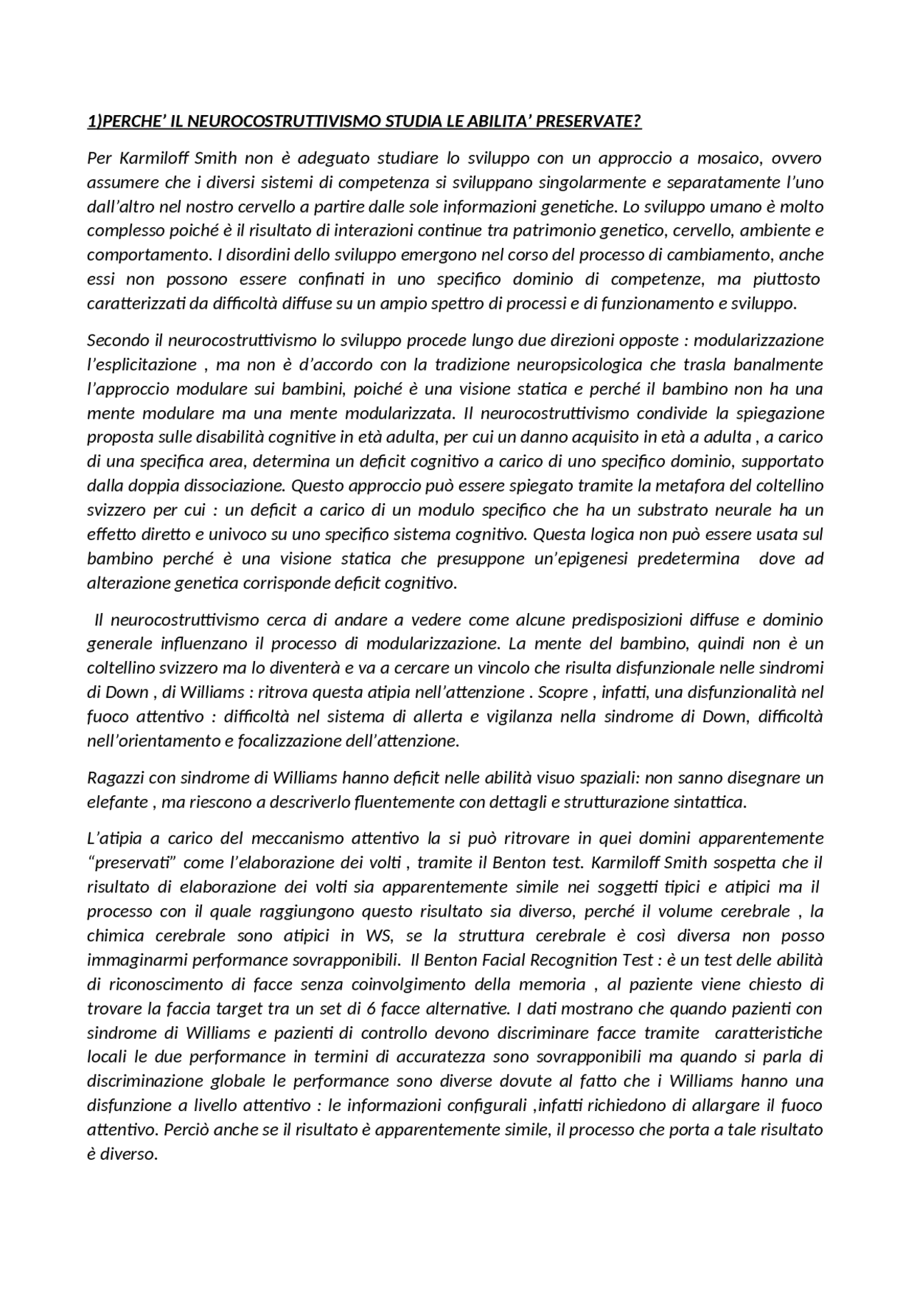 Indicatori Precoci Di Sviluppo Atipico Riassunti E Domande Docsity