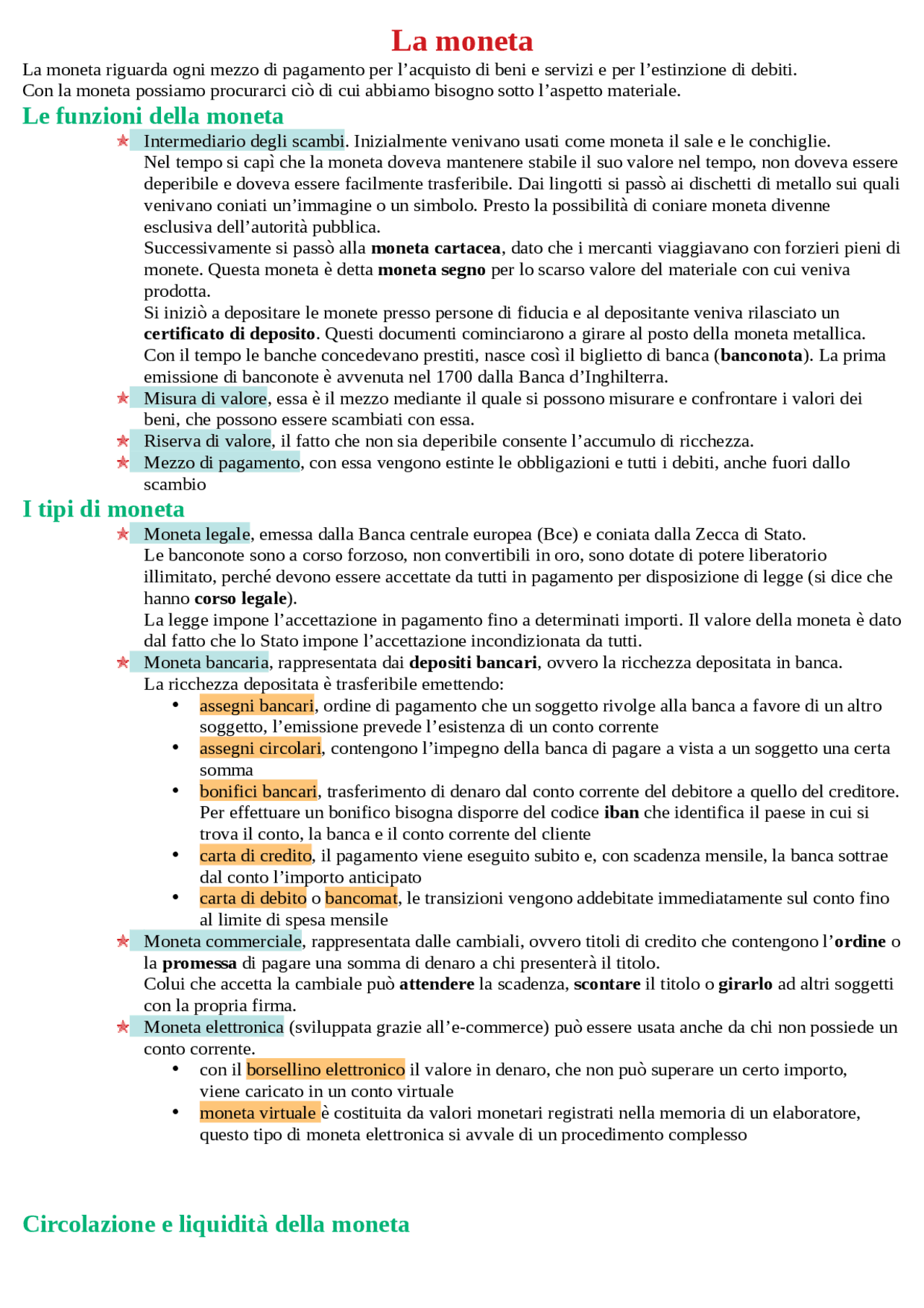 Moneta E Inflazione Docsity