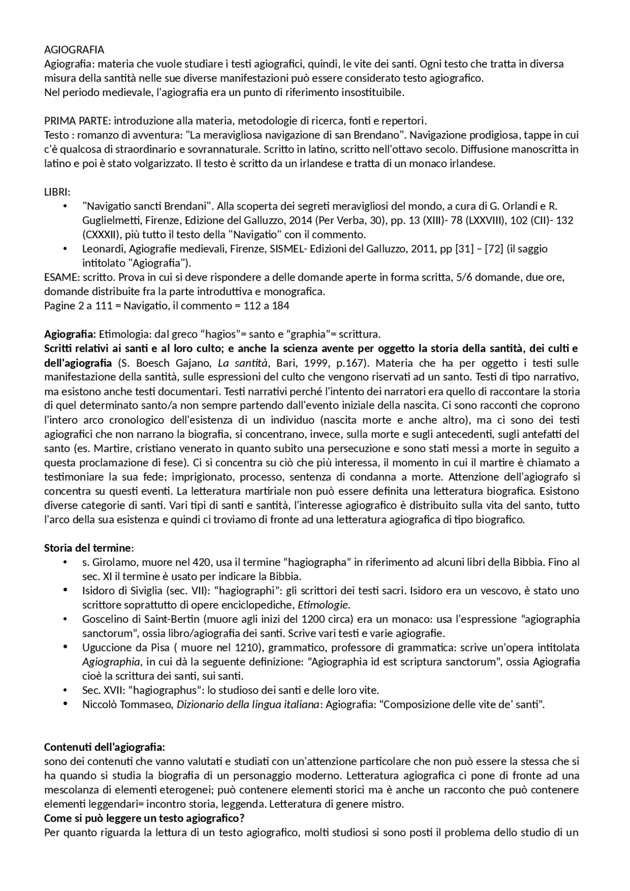 Agiografia Appunti Lezioni Docsity