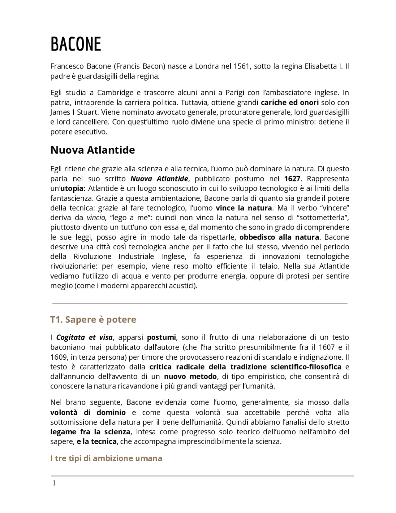 Appunti Di Filosofia Bacone Docsity