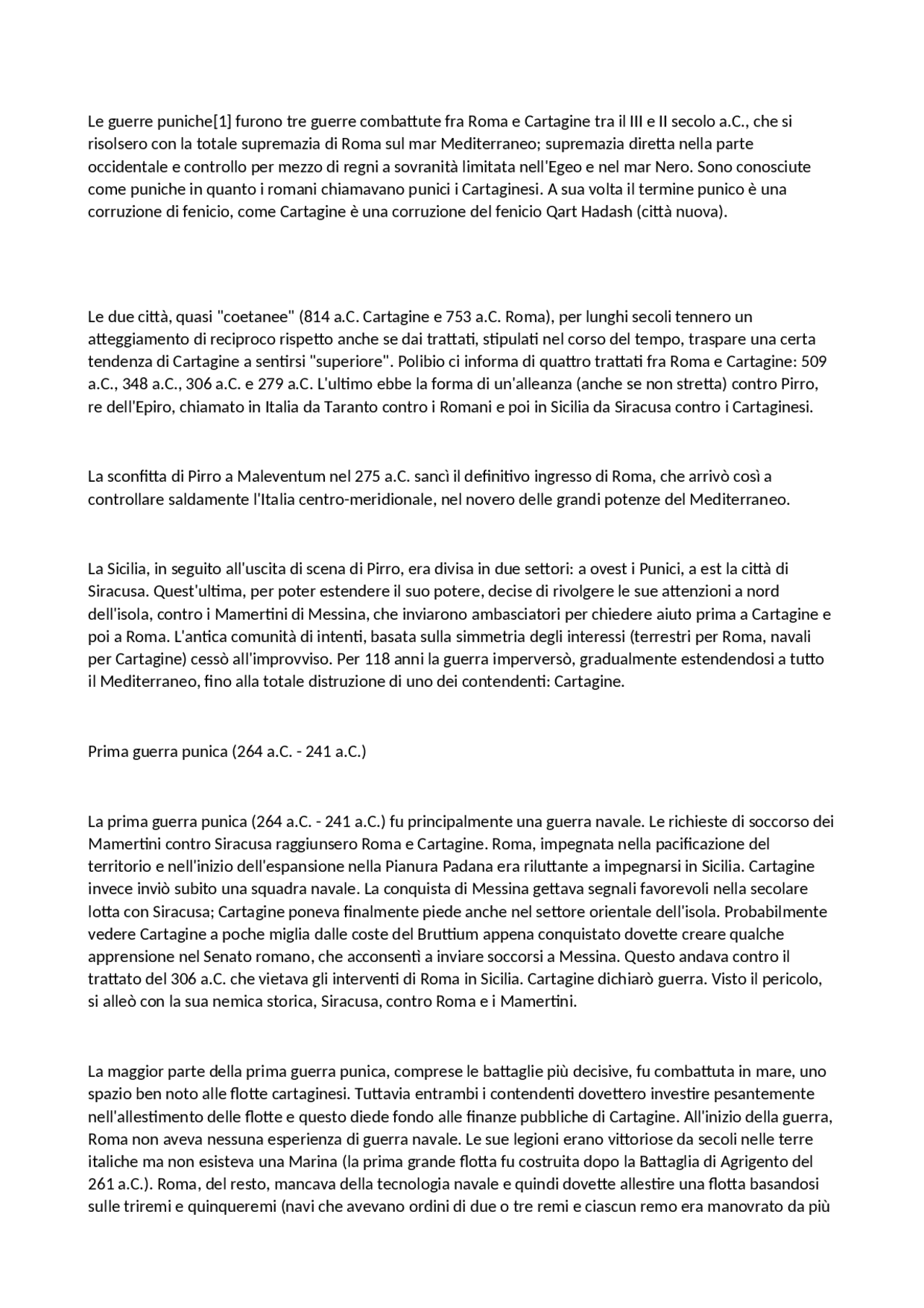 Breve Sintesi Delle Guerre Puniche Docsity