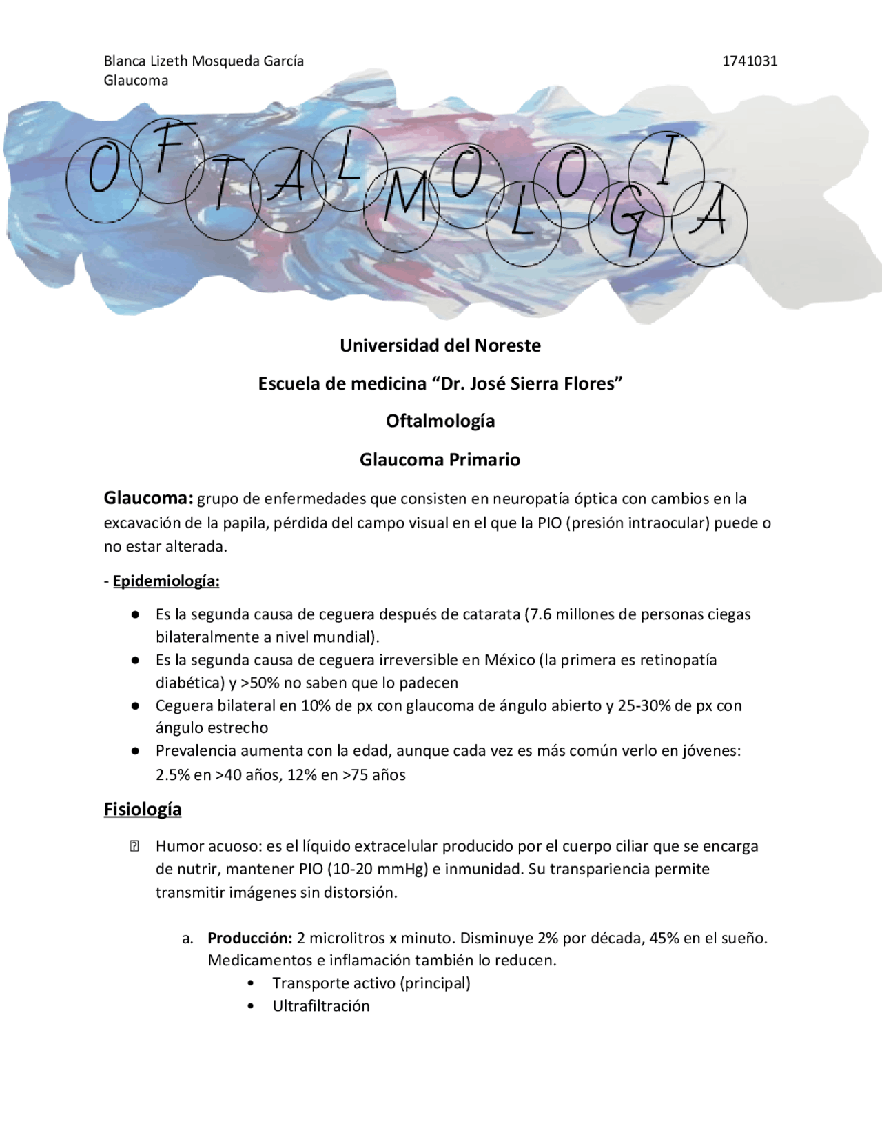 Resumen De Glaucoma Resúmenes De Medicina Docsity