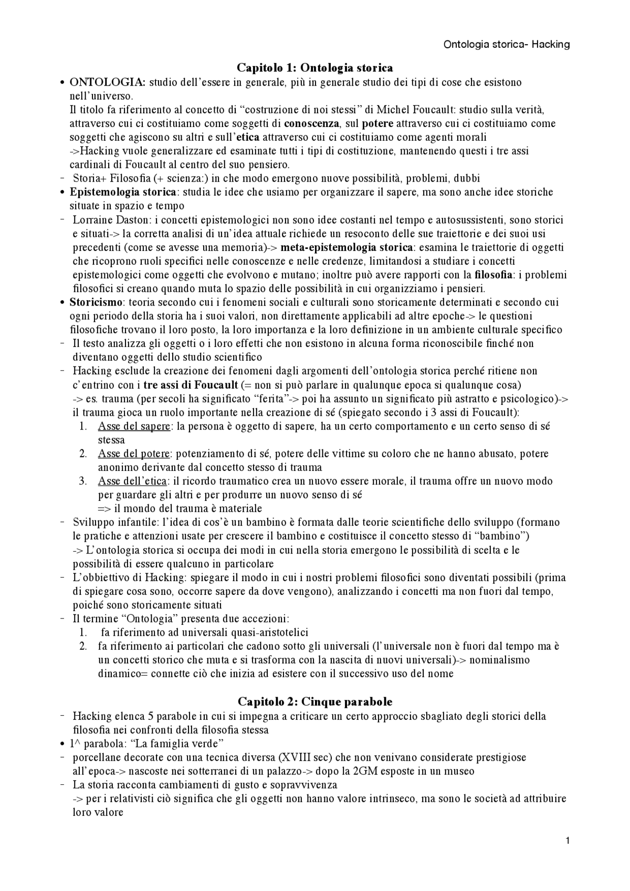 Ontologia Storica Hacking Docsity