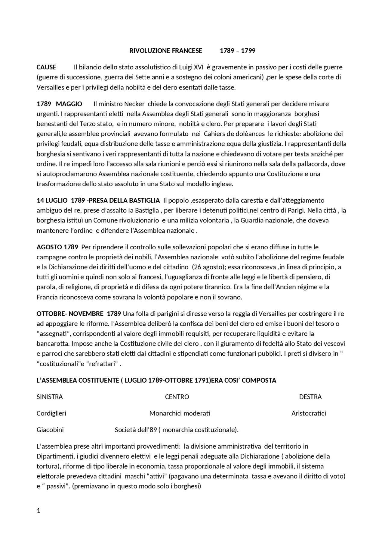 Rivoluzione Francese Docsity