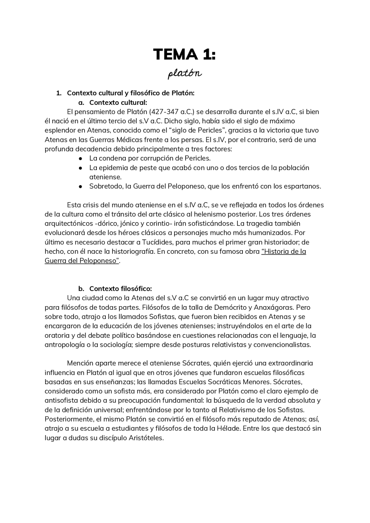Teoría De Platón Selectividad Docsity