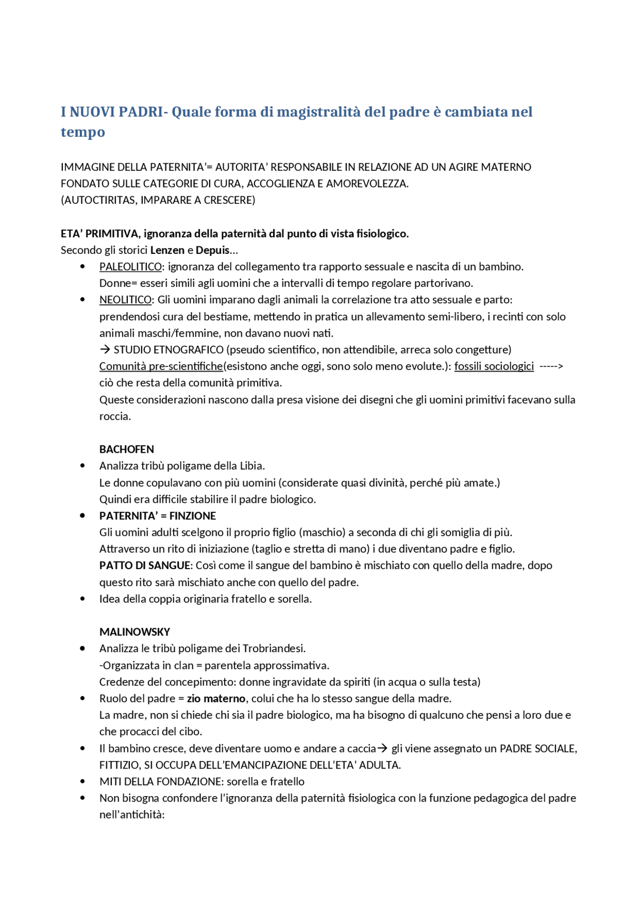 I Nuovi Padri Stramaglia Riassunto Completo Docsity