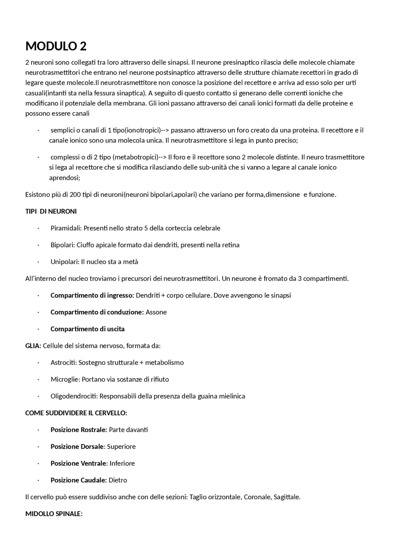 2° Modulo Fondamenti Anatomo Fisiologici Docsity