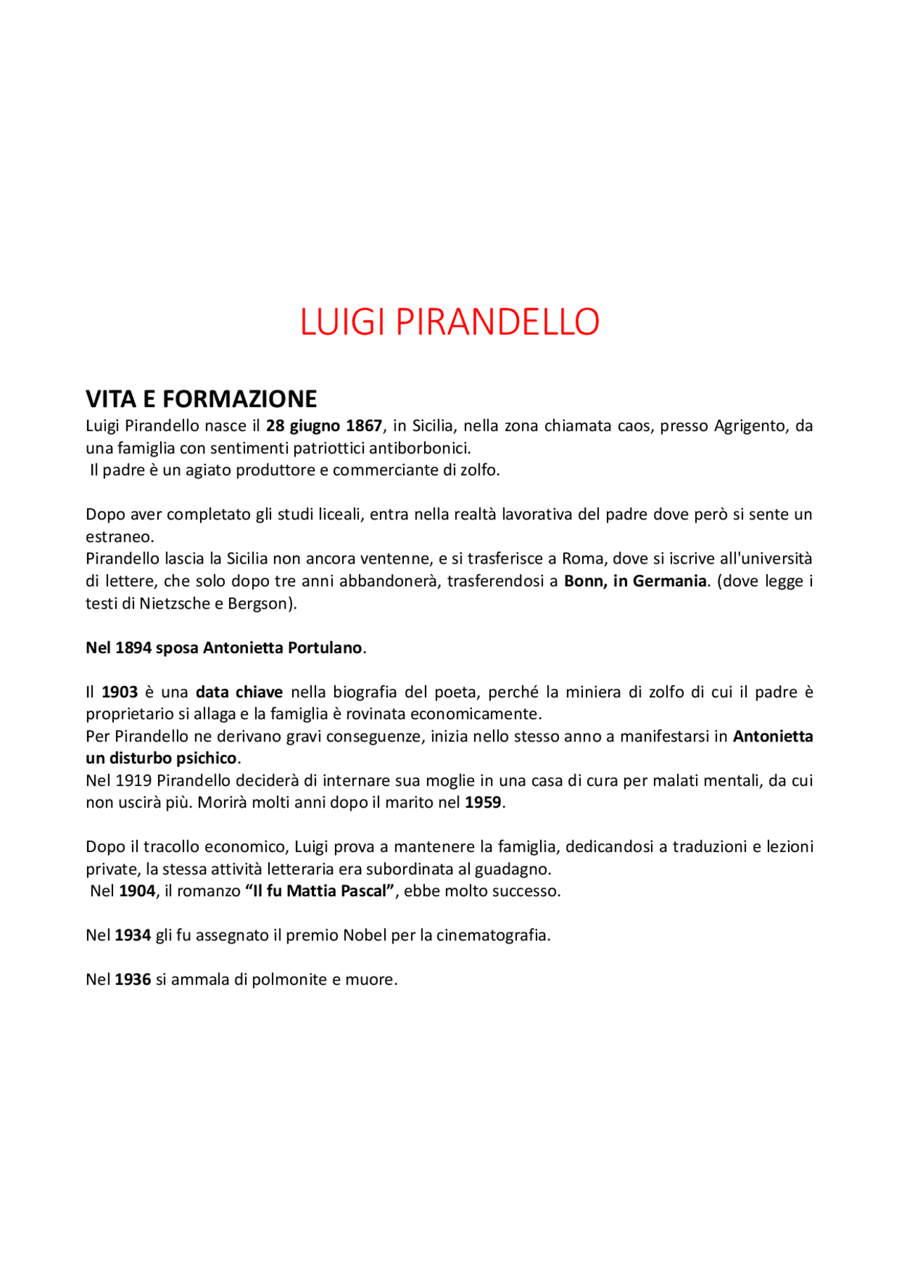 Luigipirandello Docsity