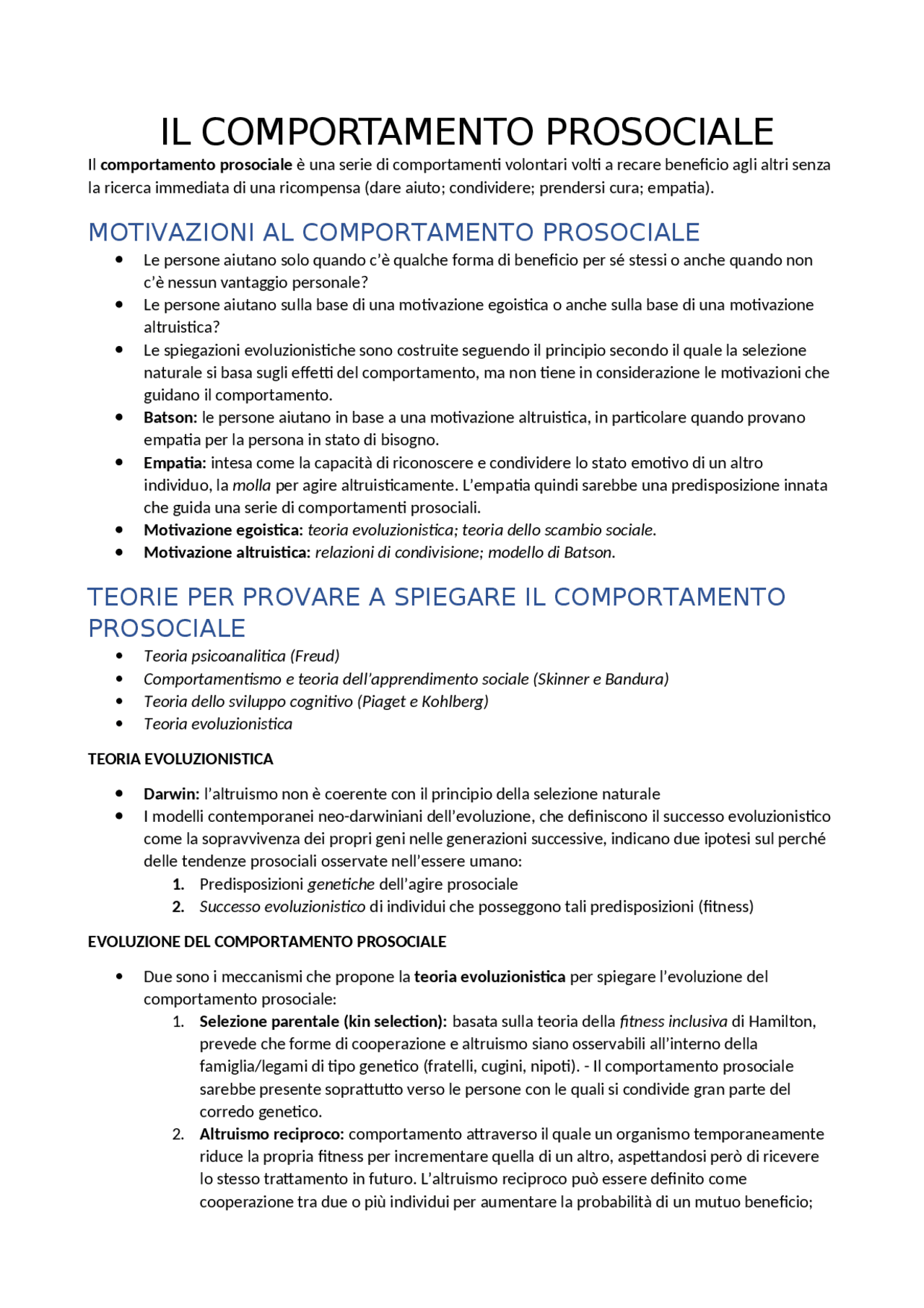 Il Comportamento Prosociale Docsity