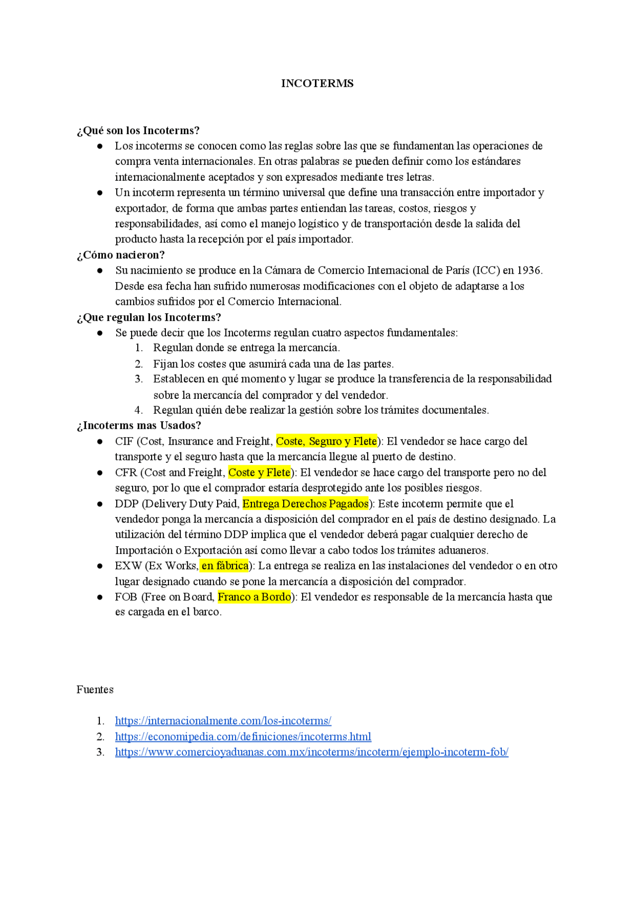 Lex Mercatoria y incoterms - Docsity