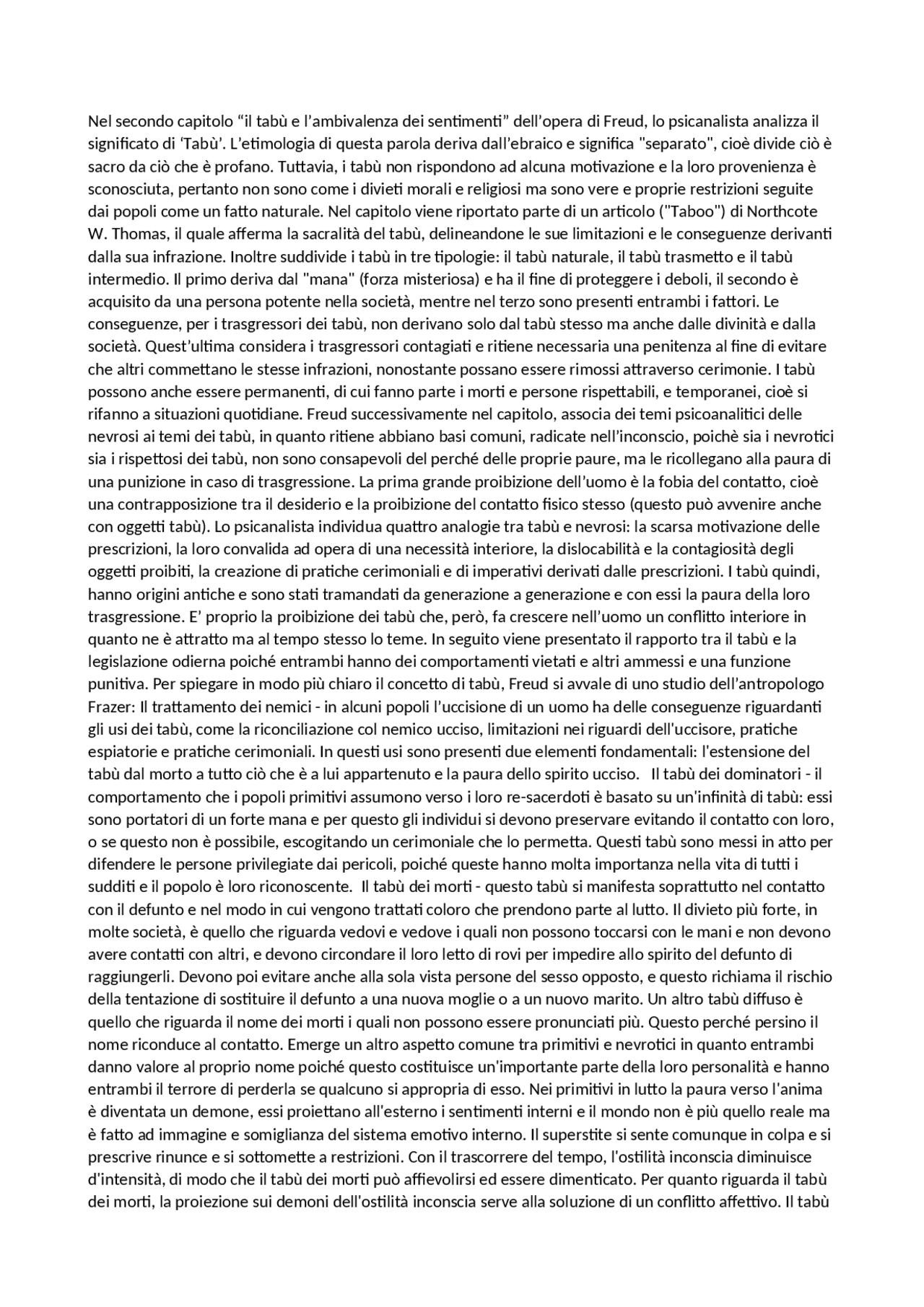 Riassunto Commento Capitolo 2 Totem E Tabù Docsity