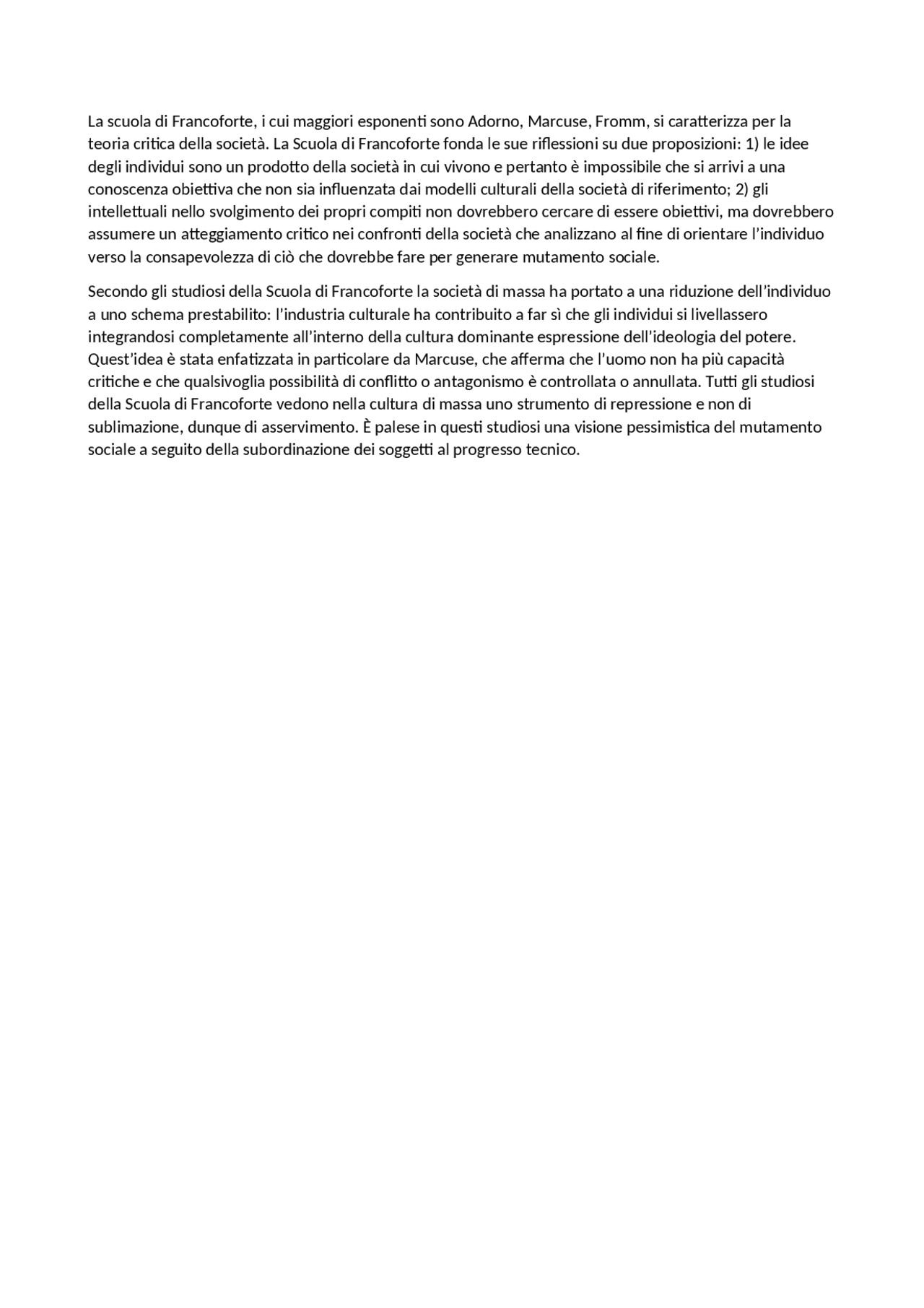 La Scuola Di Francoforte Docsity
