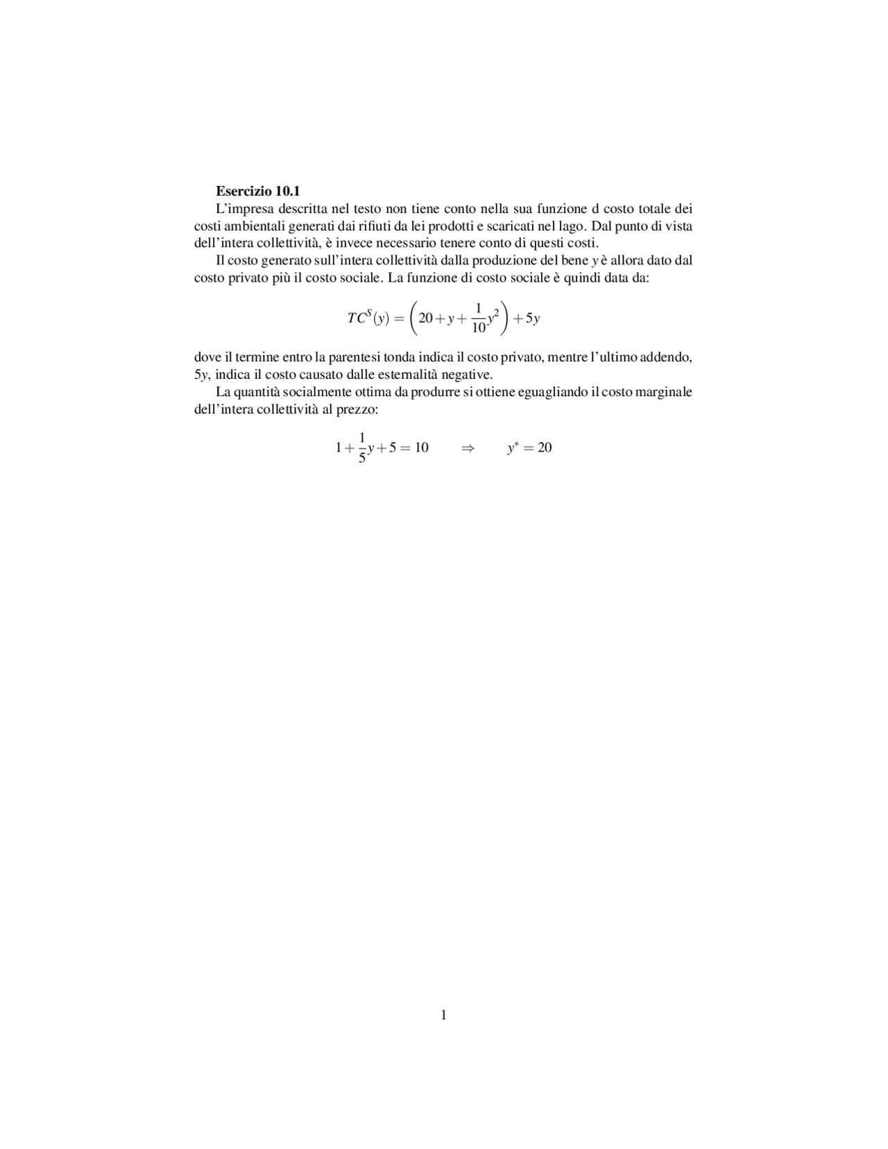 Soluzioni esercizi capitolo 10 - Docsity