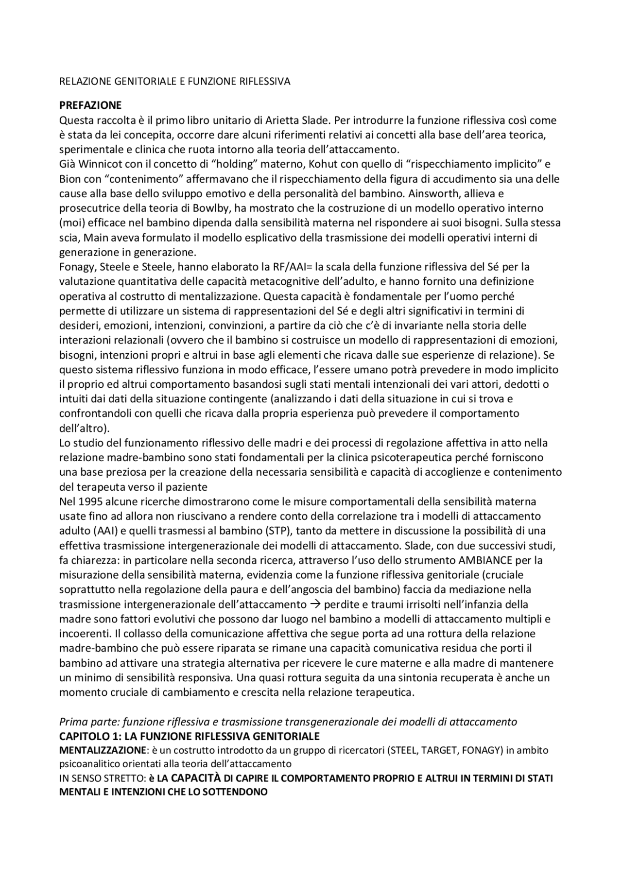 Riassunto Funzione Riflessiva Arietta Slade Docsity