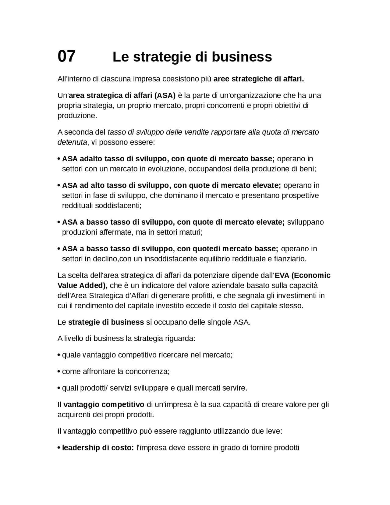 Le Strategie Di Business Docsity