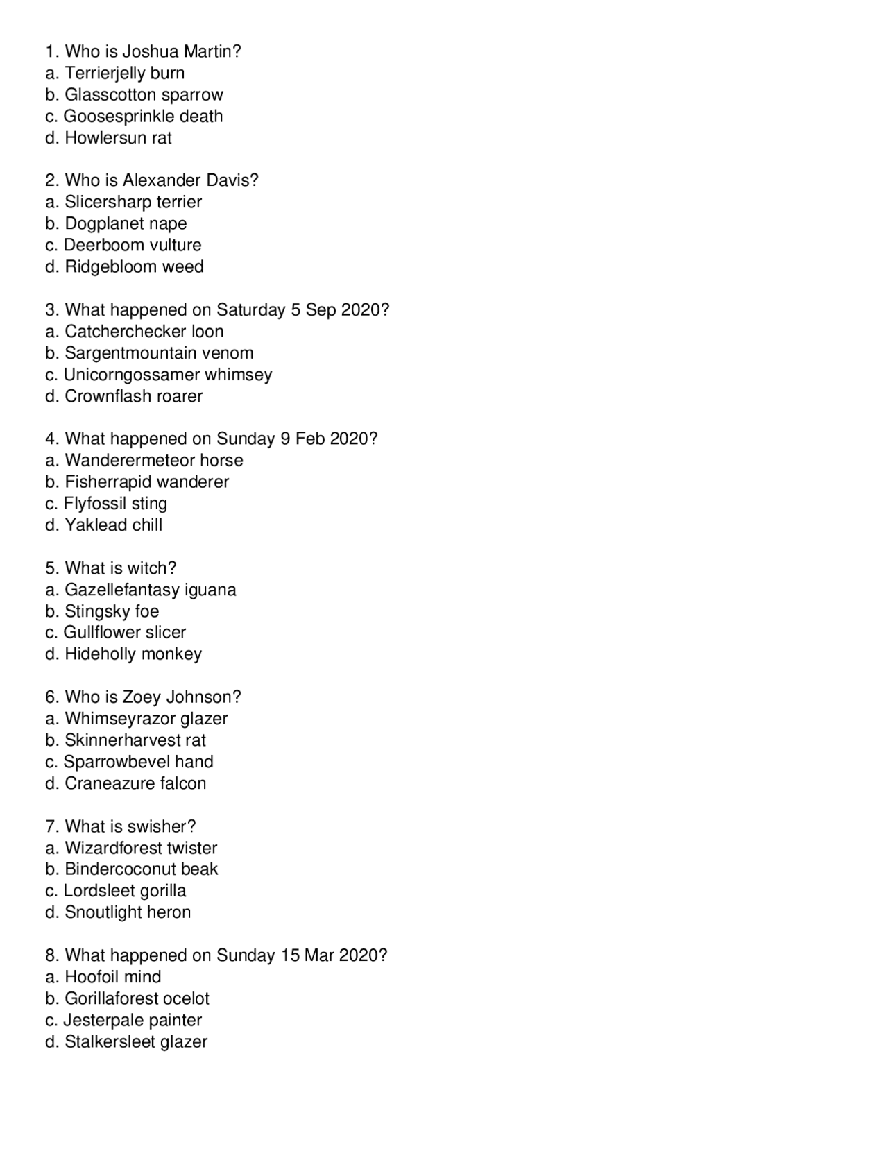 Quiz on Cryptic Code Names | Assignments Archeology | Docsity
