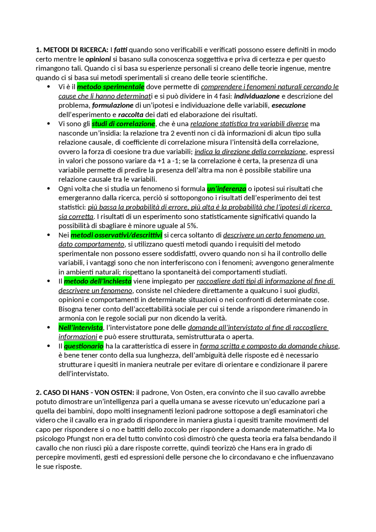Domande Esame Psicologia Cognitiva Docsity
