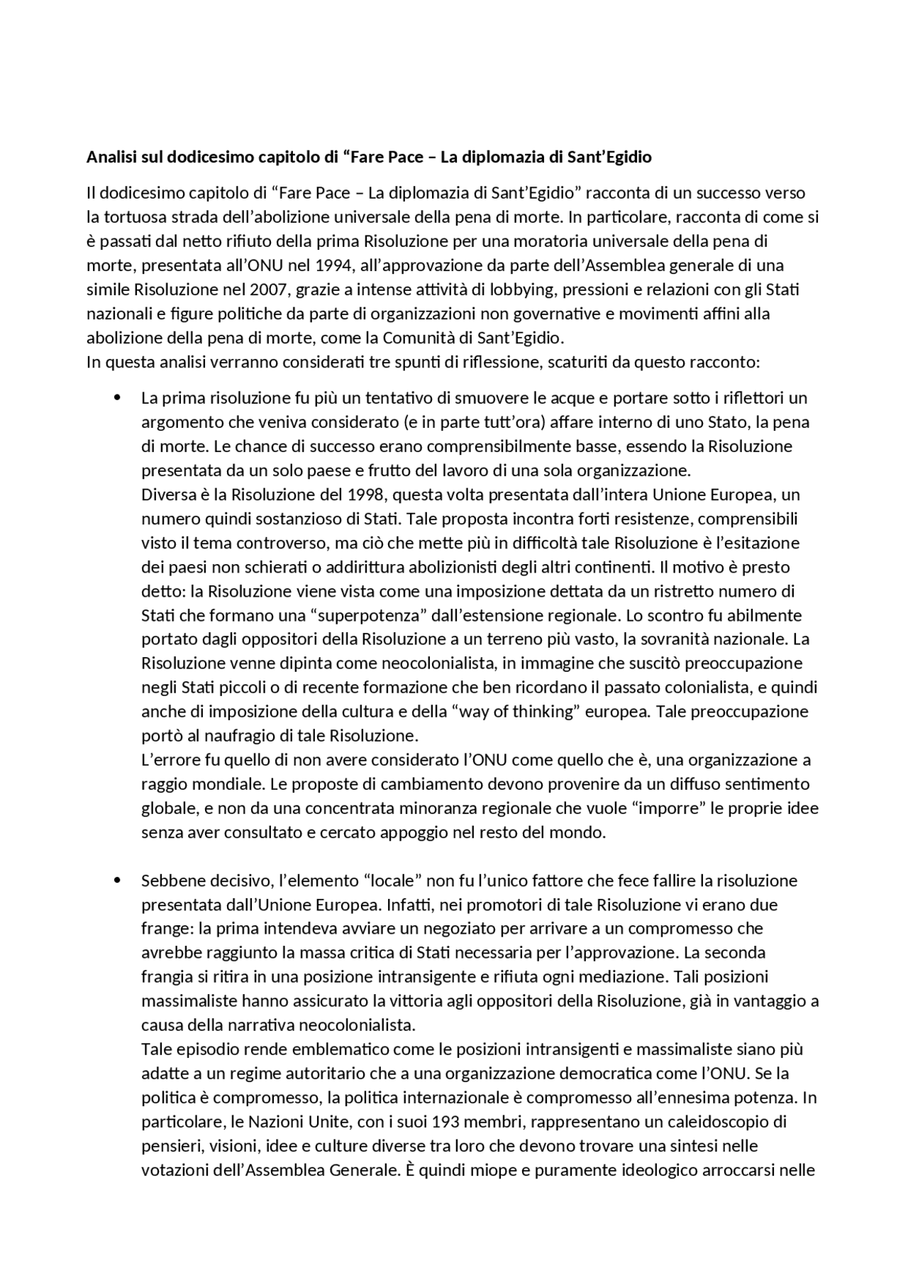 Paper Sul Libro Fare Pace Docsity