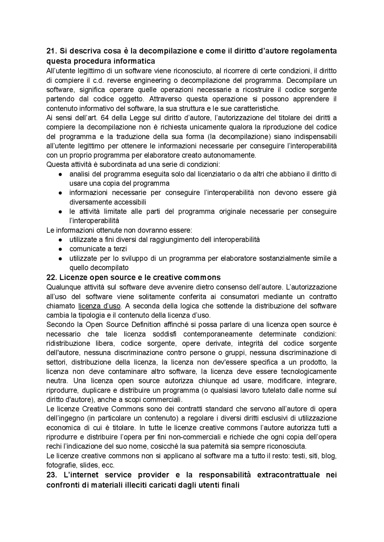 DOMANDE E RISPOSTE ESAME INFORMATICA GIURIDICA 3 - Docsity