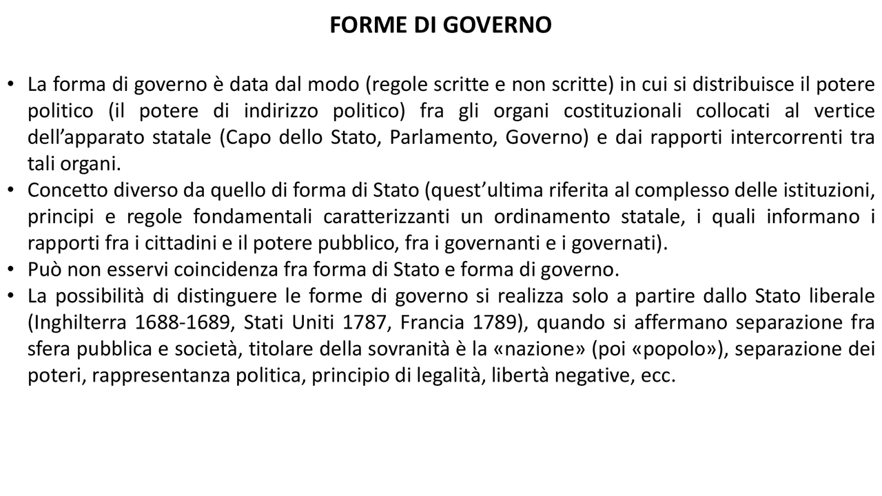 Slides Forme Di Governo Docsity