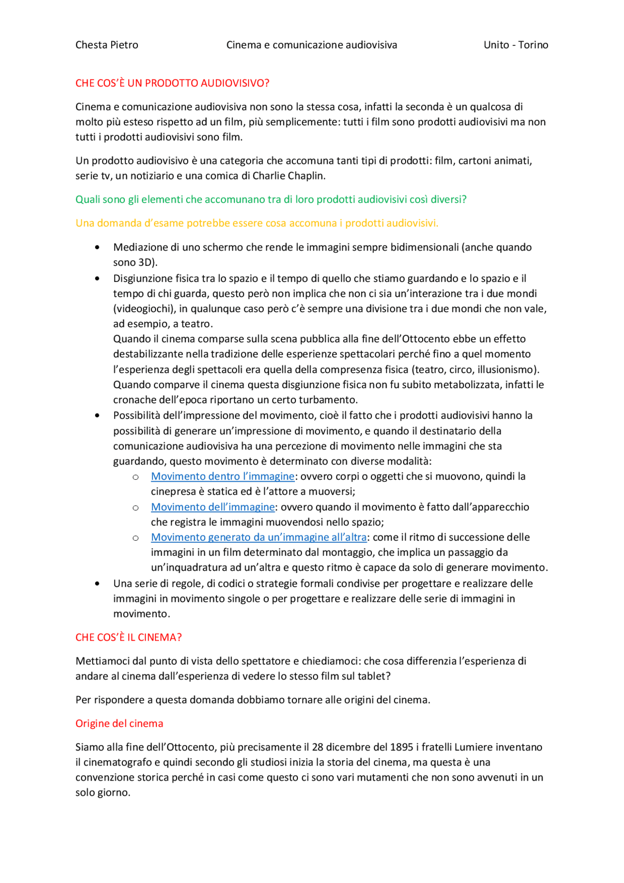 Cinema E Strategie Comunicative Docsity