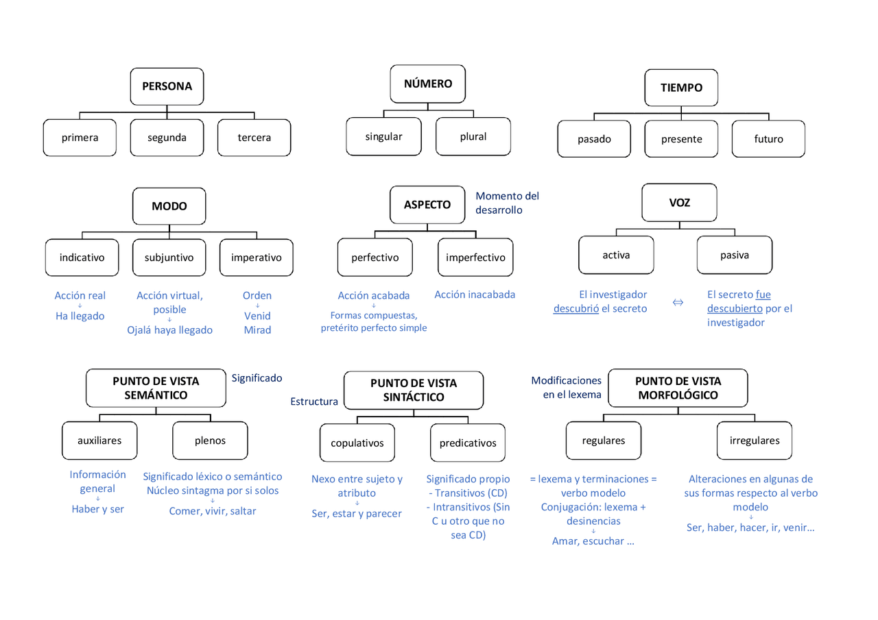 Esquema verbo, 9 criterios - Docsity