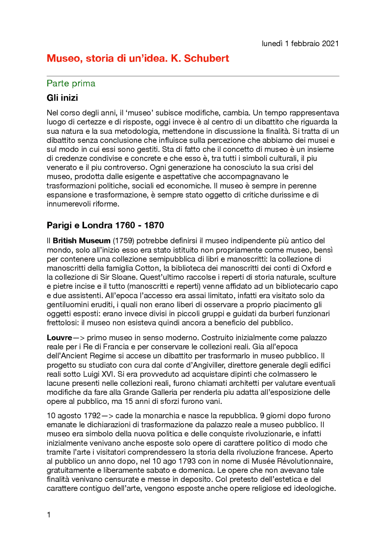 Riassunto Museo Storia Di Unidea Di Karsten Schubert Docsity