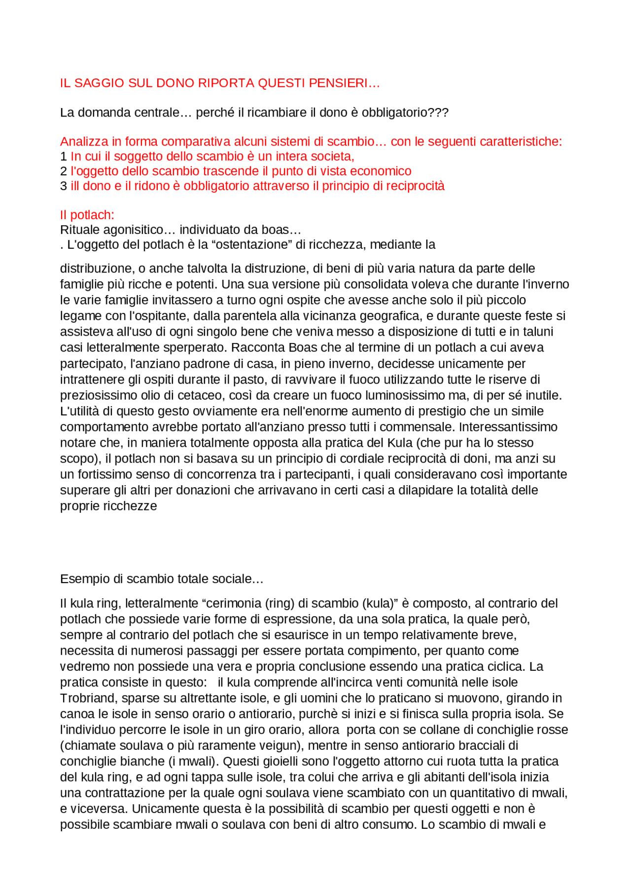Saggio Sul Dono Di Marcel Mauss Docsity