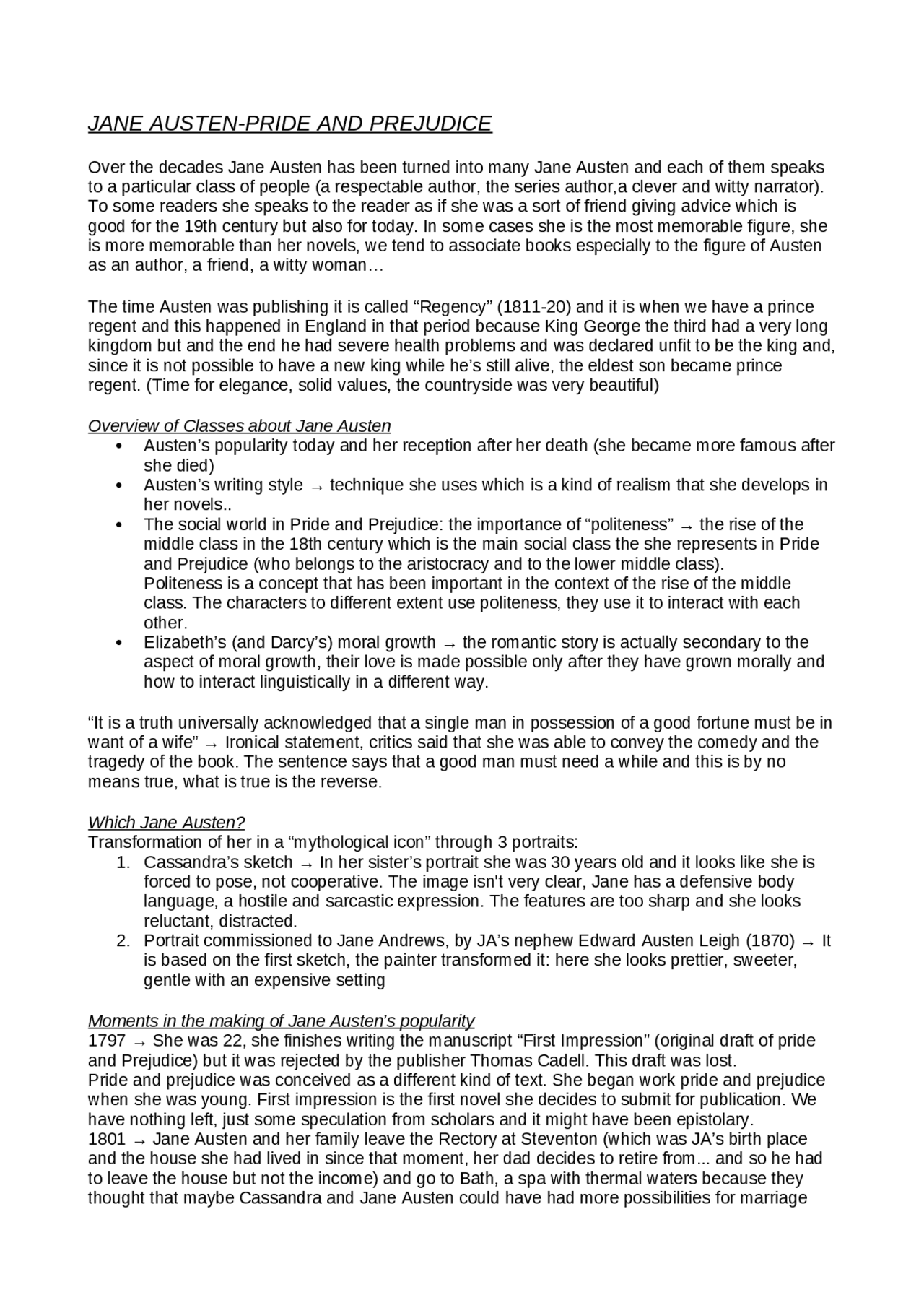 Jane Austen - Pride and Prejudice - Docsity