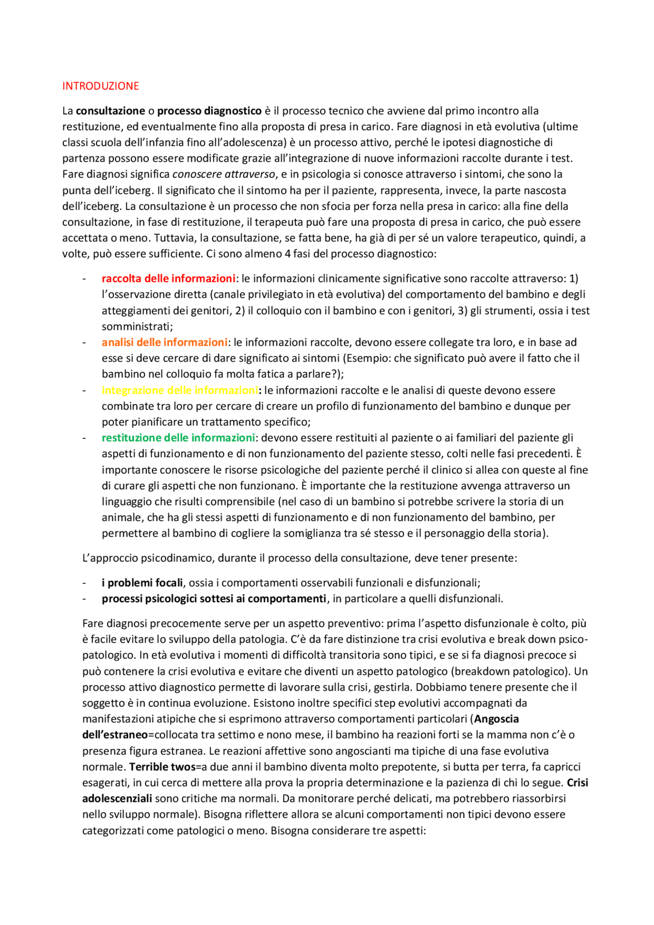 Appunti Completi Assessment Psicodinamico In Età Evolutiva Contenenti
