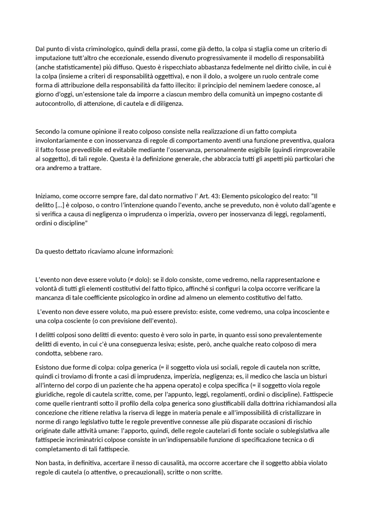 La Colpa Nel Diritto Penale 1 Docsity