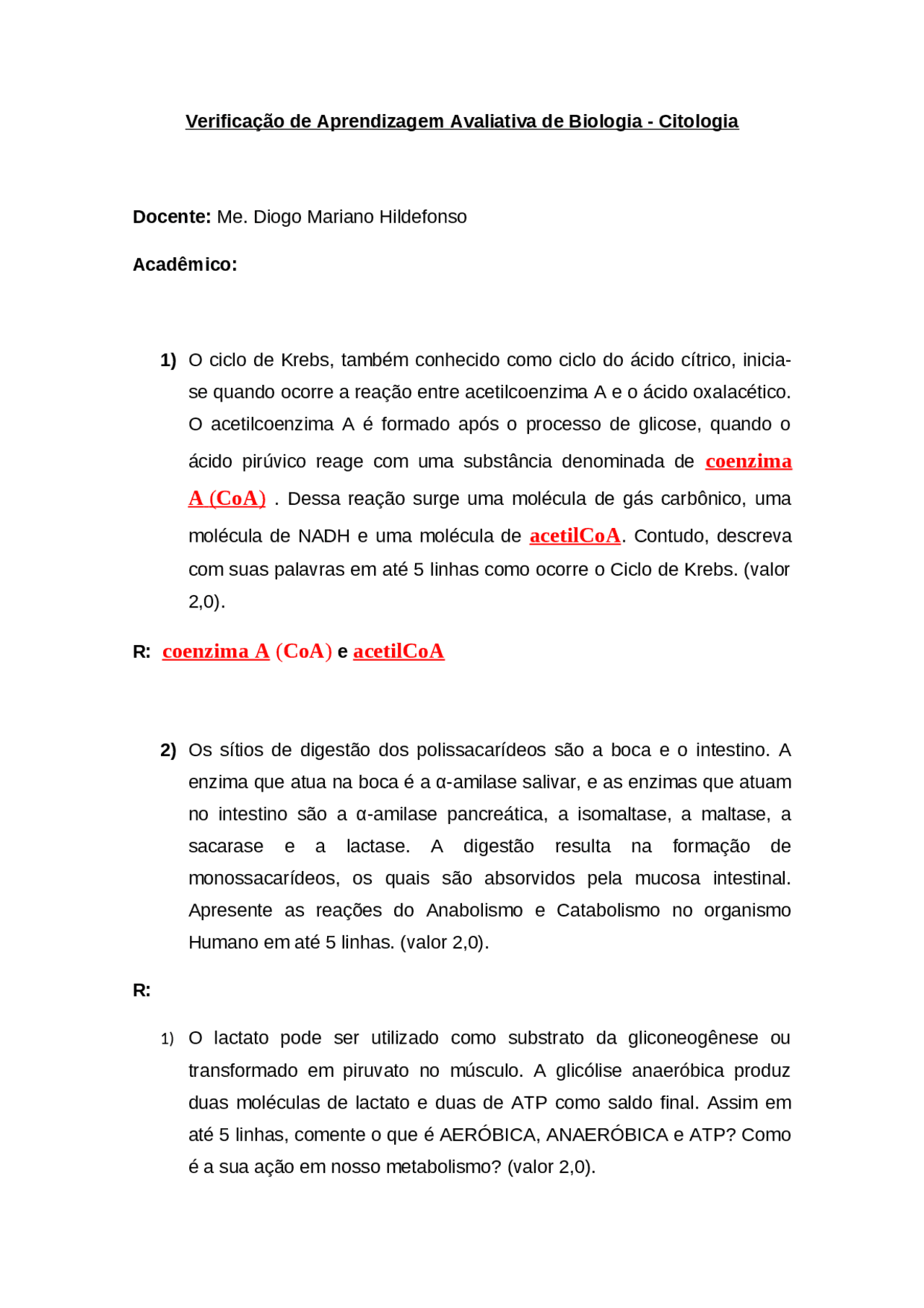 Avaliação de final de semestre - Docsity