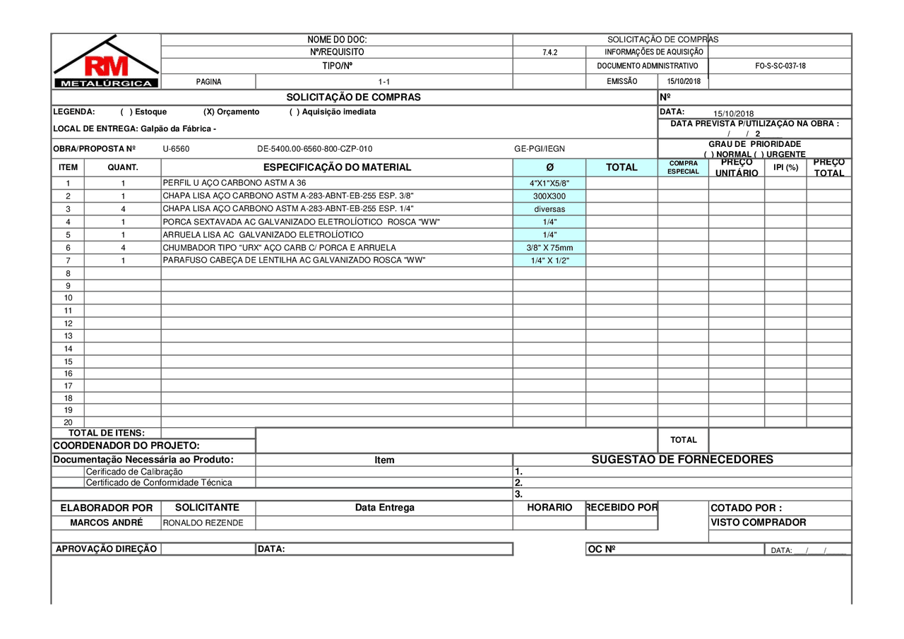 Planilha especial tutorial para técnicos u6512 - Docsity