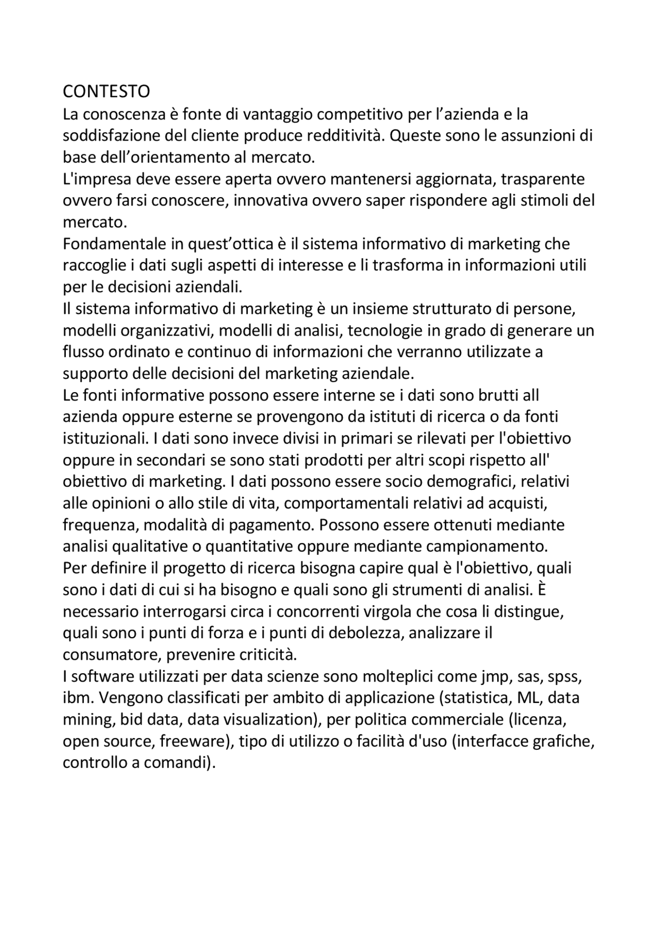 Sintesi Data Analysis Iulm Docsity