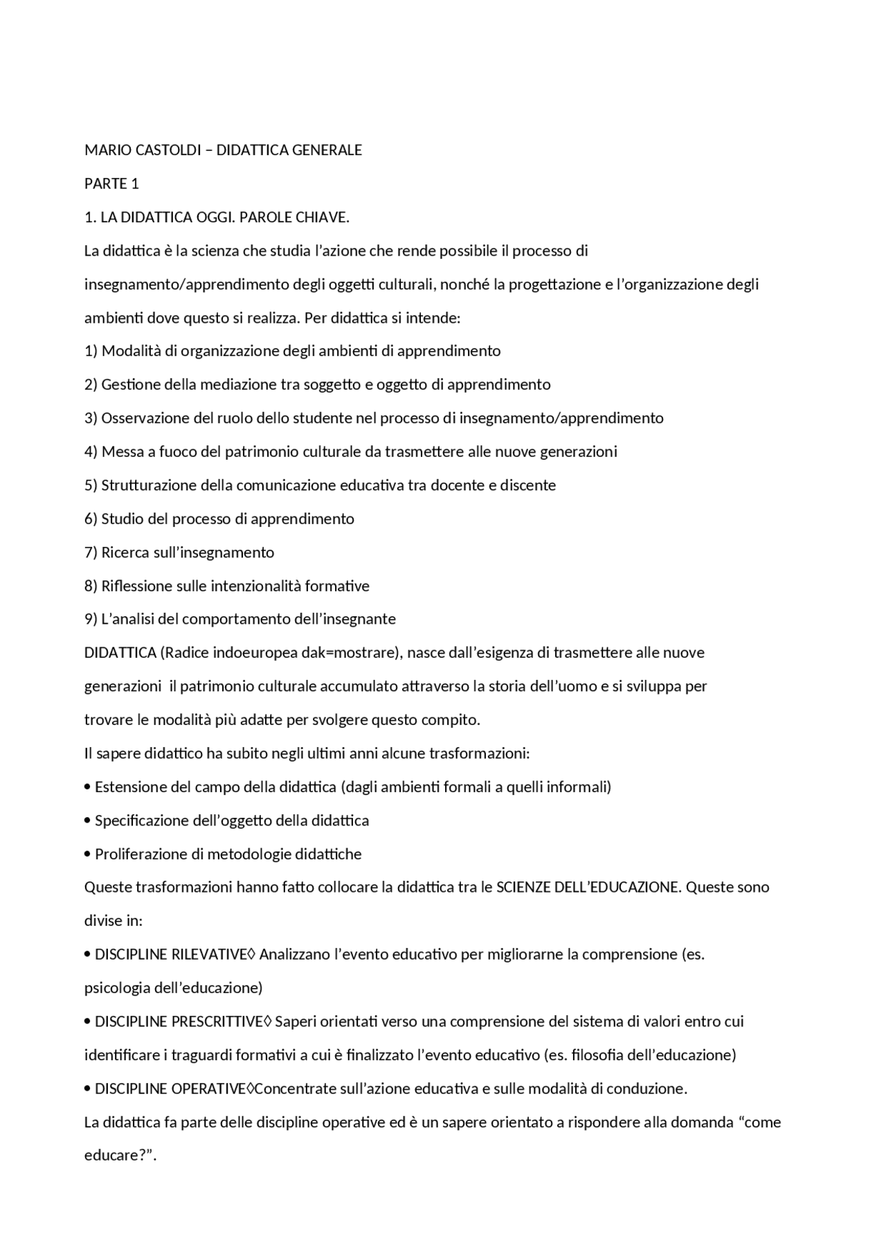 Riassunto Didattica Generale Docsity