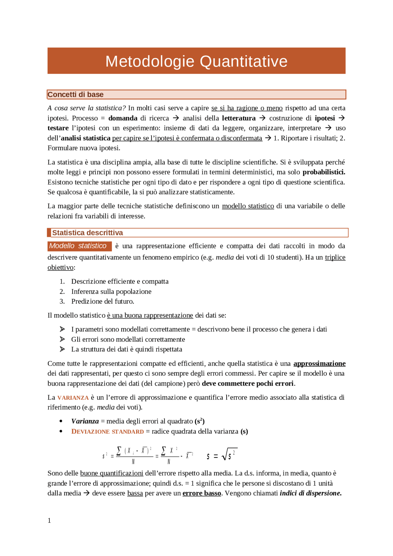 Appunti Completi Metodologie Quantitative Aa202021 Docsity