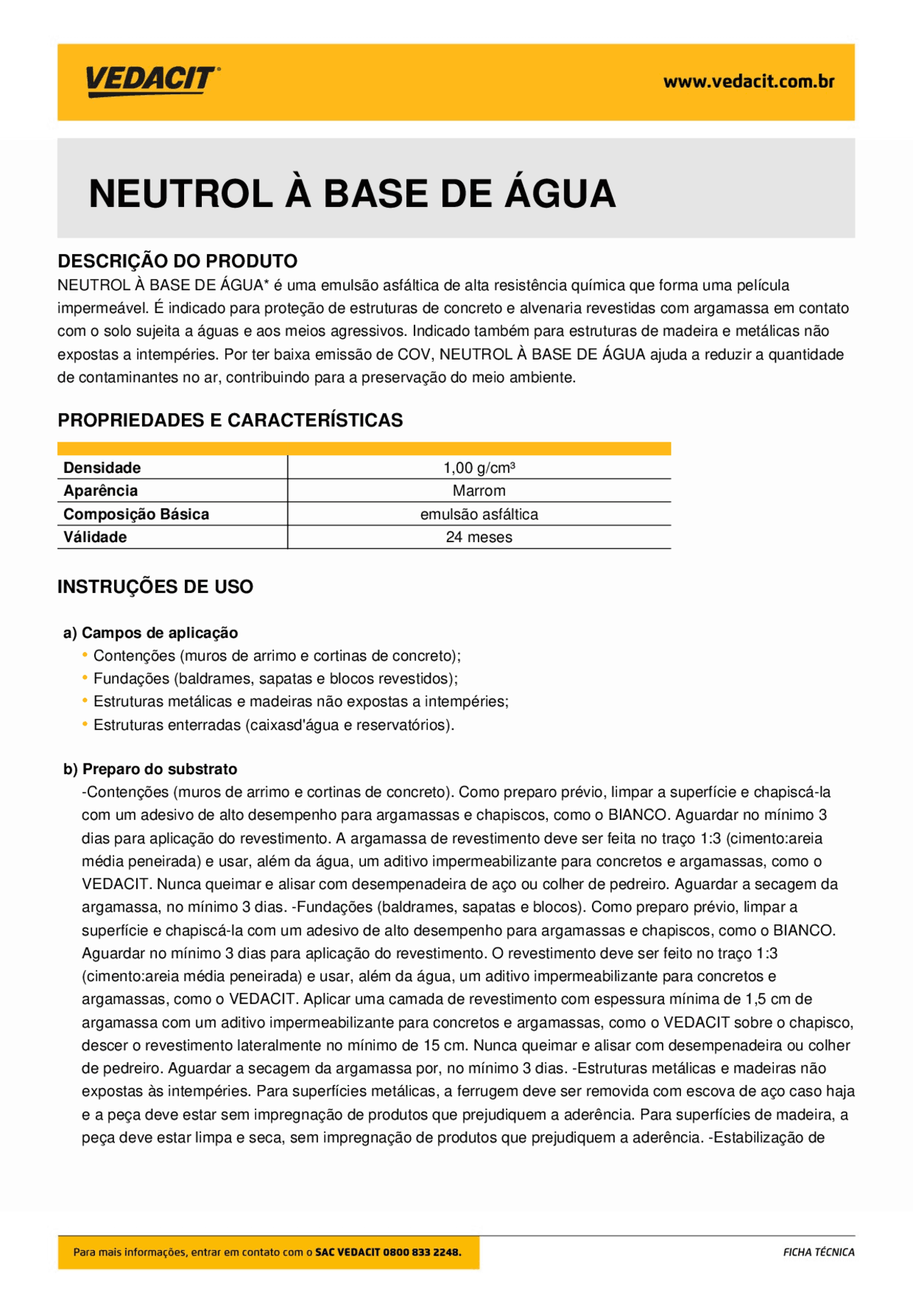 Manual de especificações do neutrol - Docsity