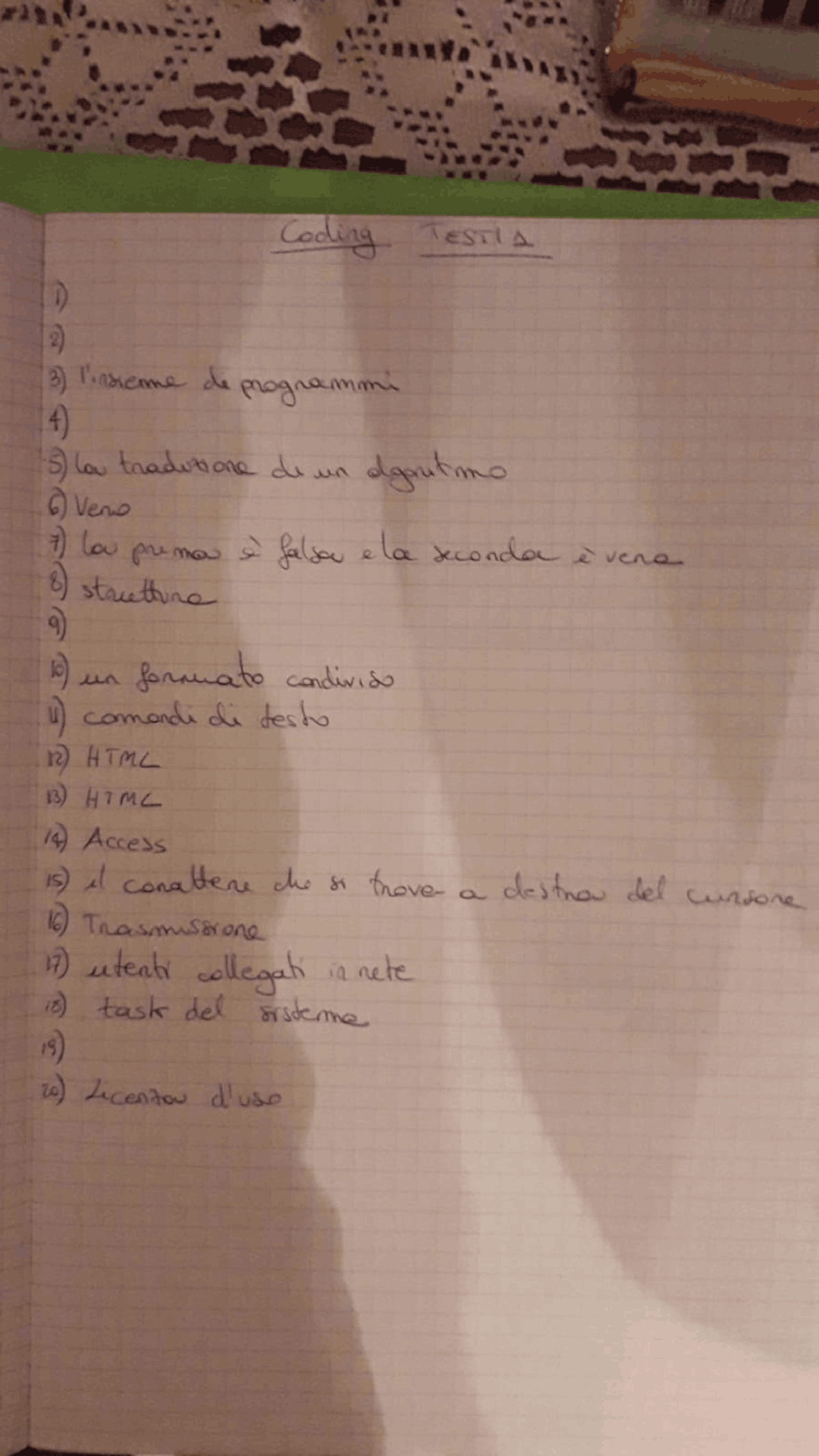 Risposte Corso Coding Asset Docsity