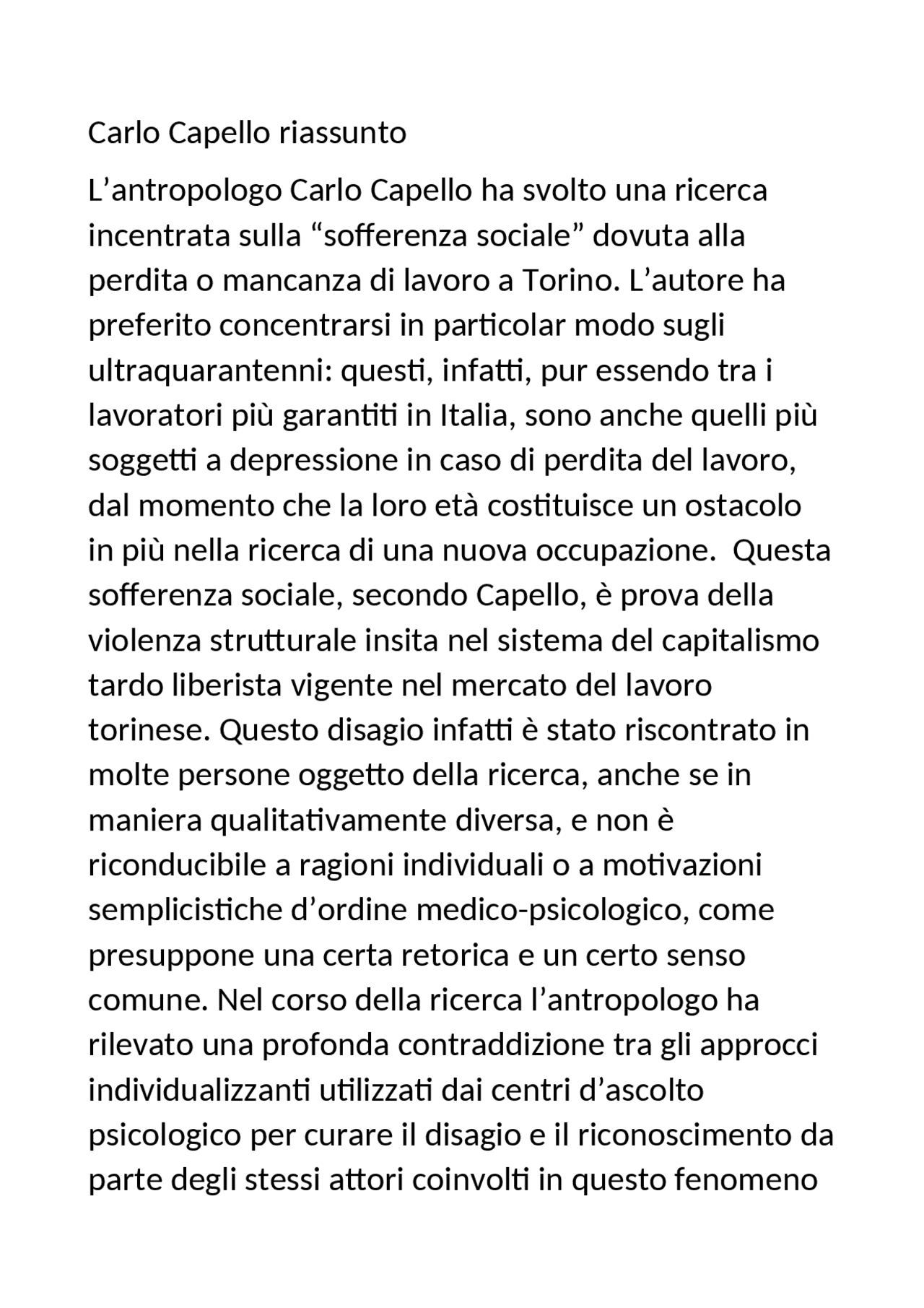 Riassunto di Clinica del non soggetto di Carlo Capello - Docsity