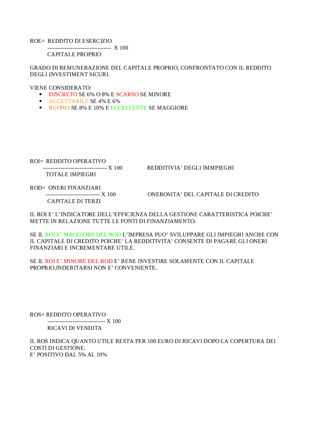 Indici Economici Schemi Docsity