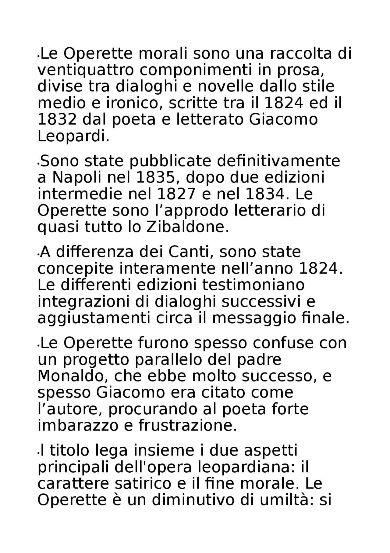 Operette Morali Leopardi Docsity