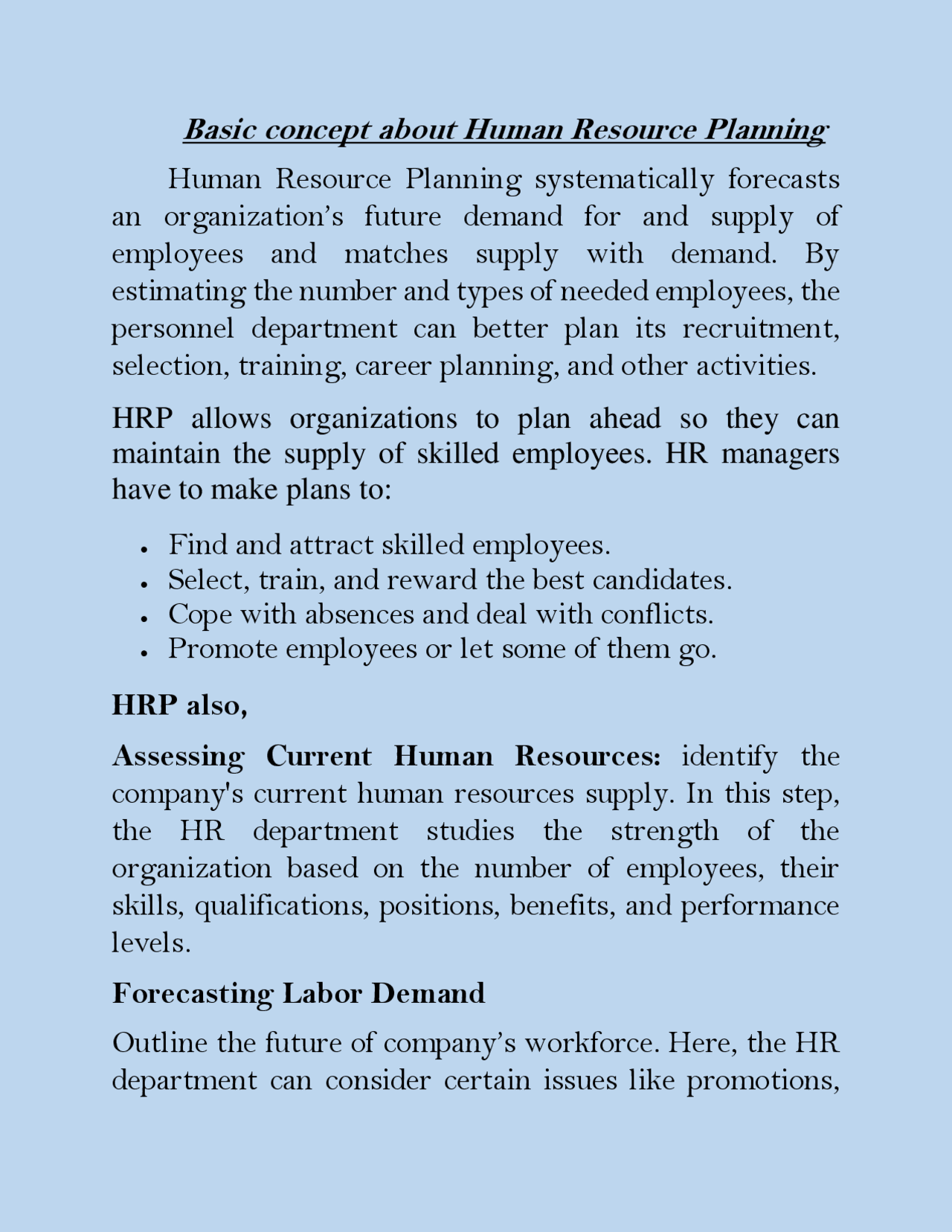 Human Resource Planning: A Systematic Approach to Workforce Management | Assignments Human ...
