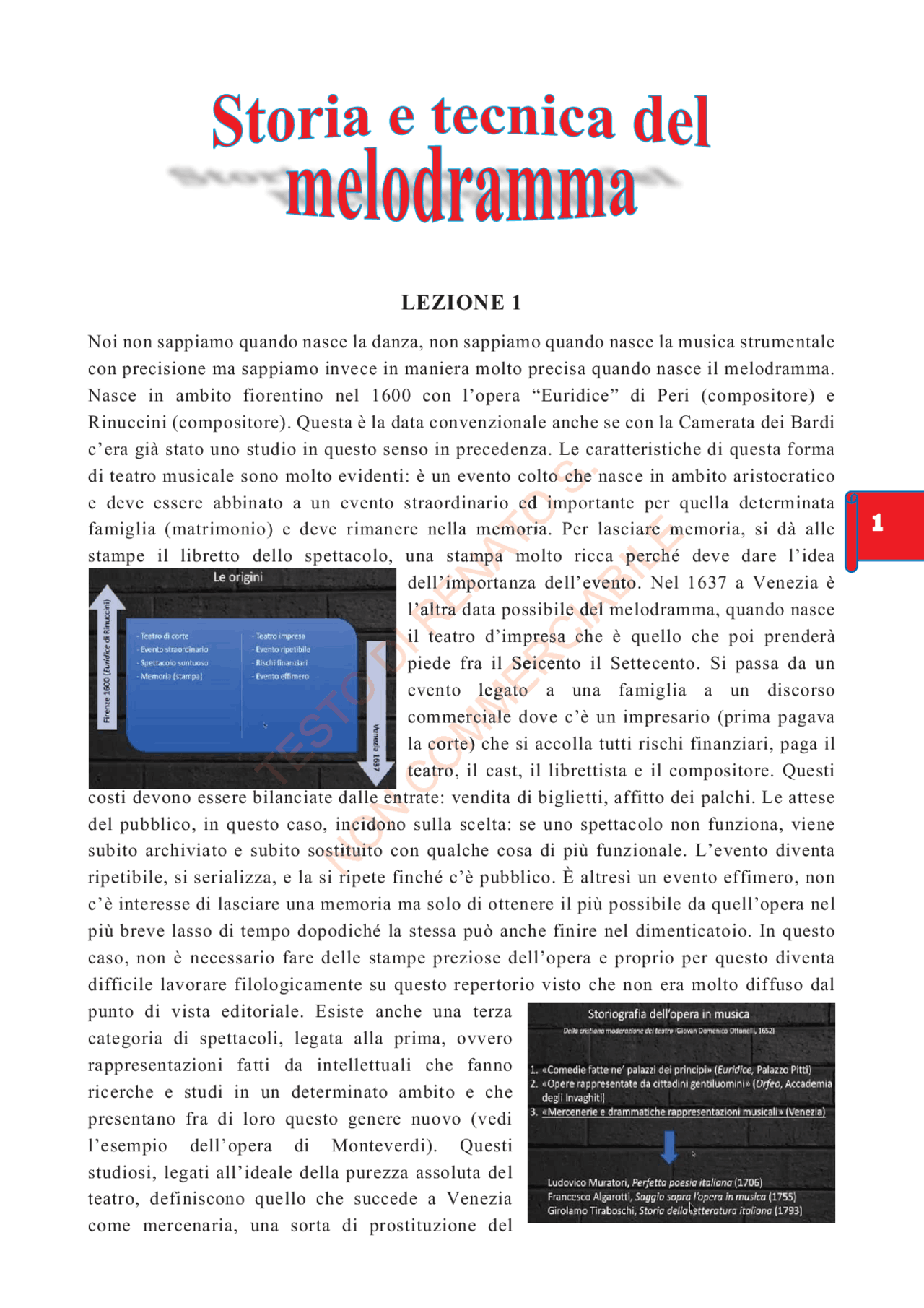 Storia e tecnica del Melodramma 2020/21 - Prof. Malvano - Docsity