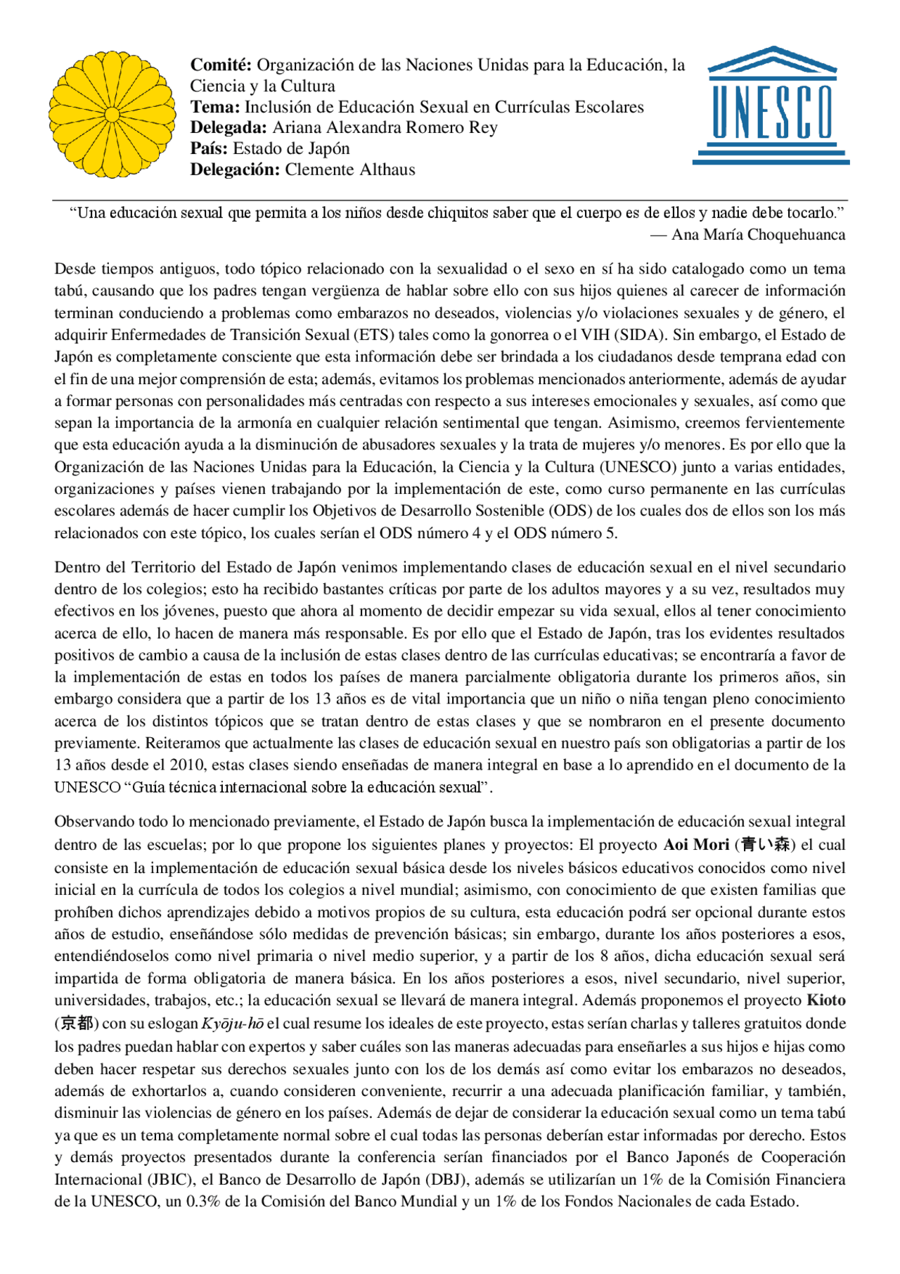 Position Paper Japón - Docsity